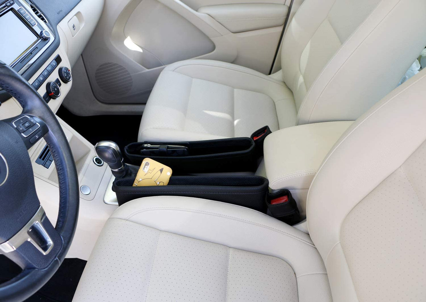 Black Leather Car Side Pocket Organizers, Seat Catchers For Phone Key ...