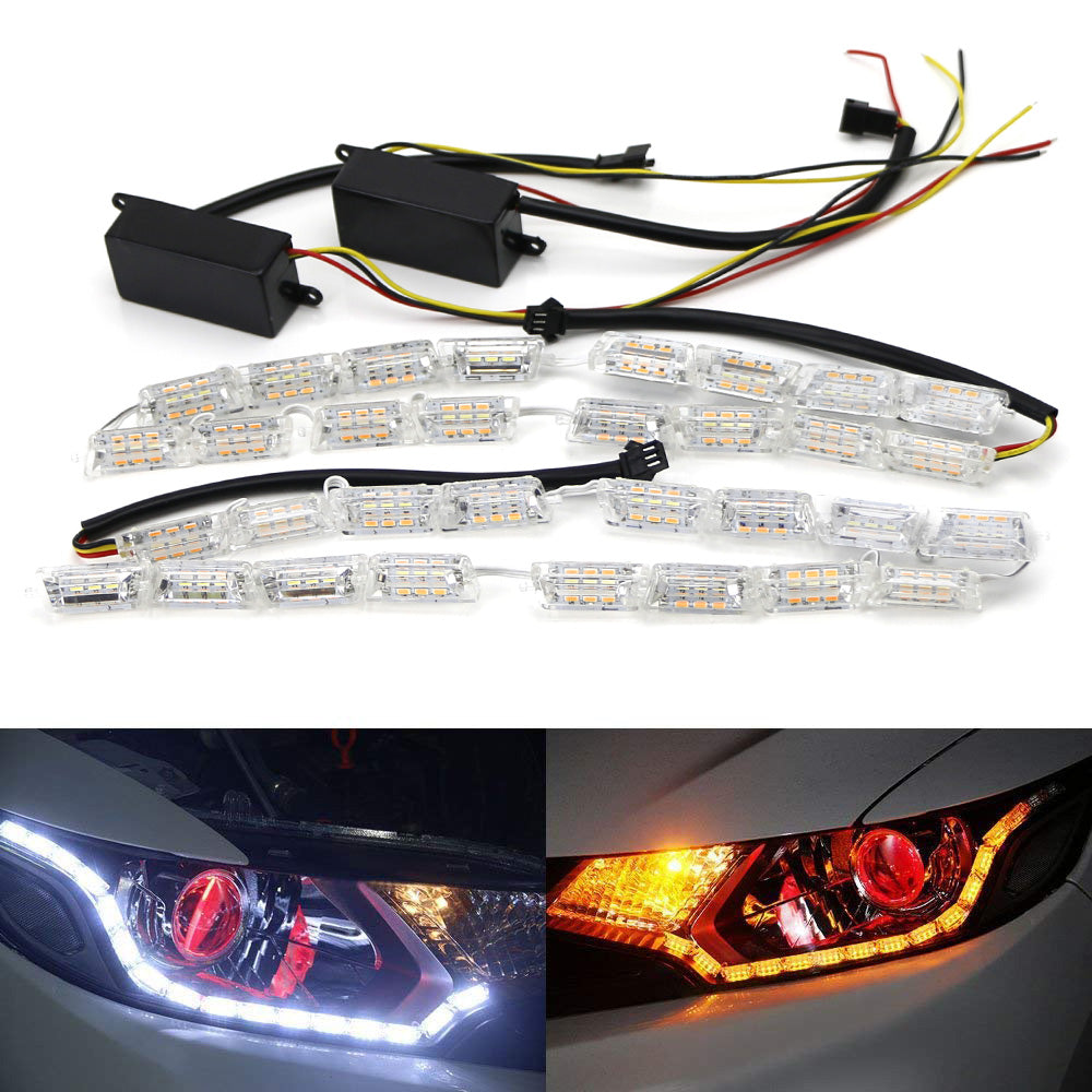 Headlight Retrofit Switchback LED Strip Lights w/ Sequential Turn Sign ...