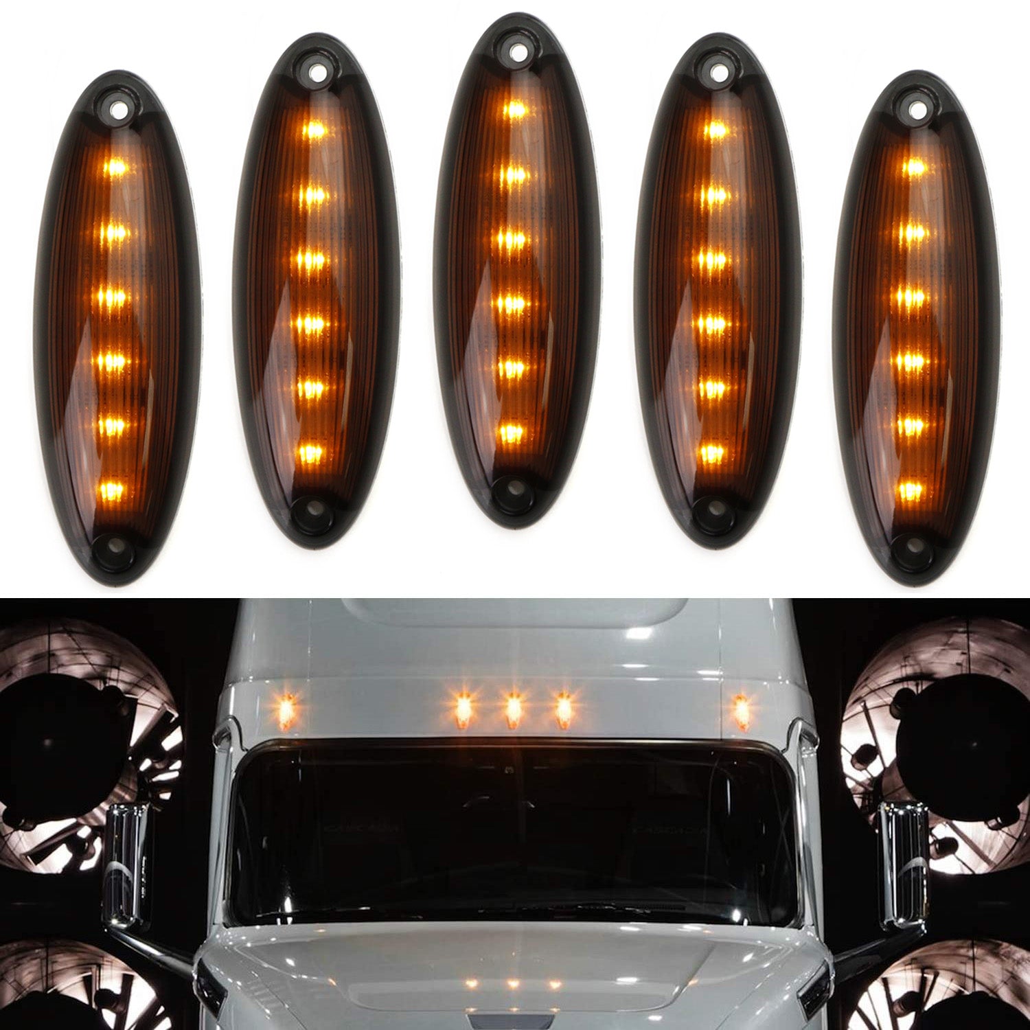 OLED Raised Roof Clearance Marker Lights For Freightliner Cascadia ...