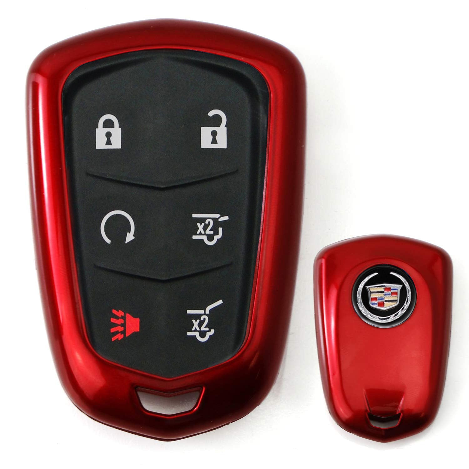 Exact Fit Glossy Red Smart Key Fob Shell For 15-up Cadillac ATS CTS XT ...