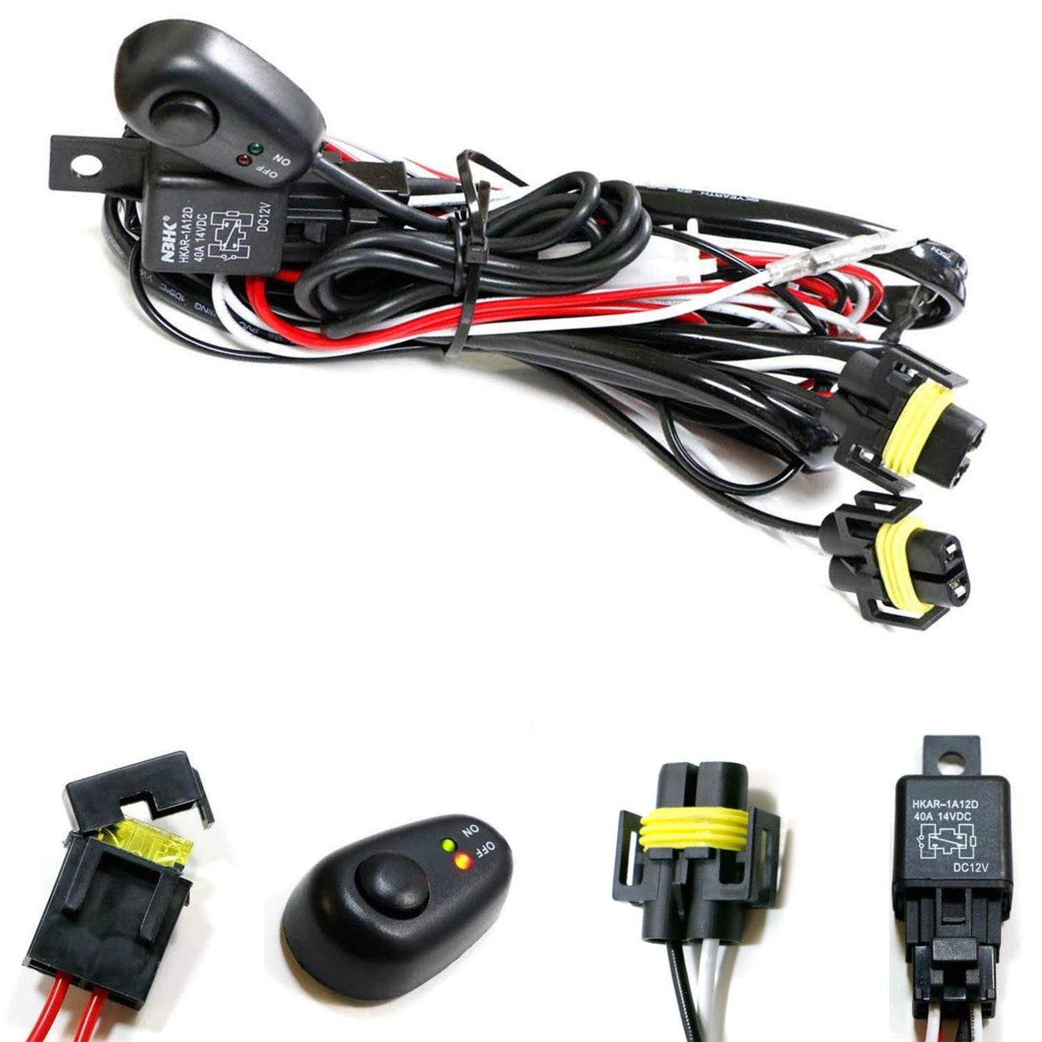 H11 H8 Relay Harness Wire Kit + LED ON/OFF Switch For Fog Lights HID W ...