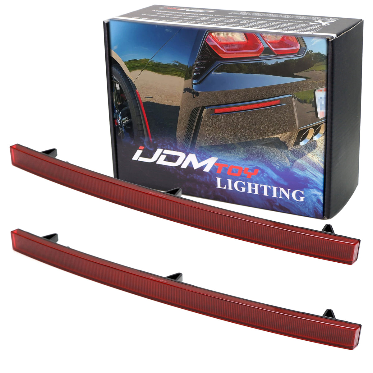 OE-Spec Red Lens Rear Bumper Reflector Lenses For 2014-19 Chevrolet C7 ...
