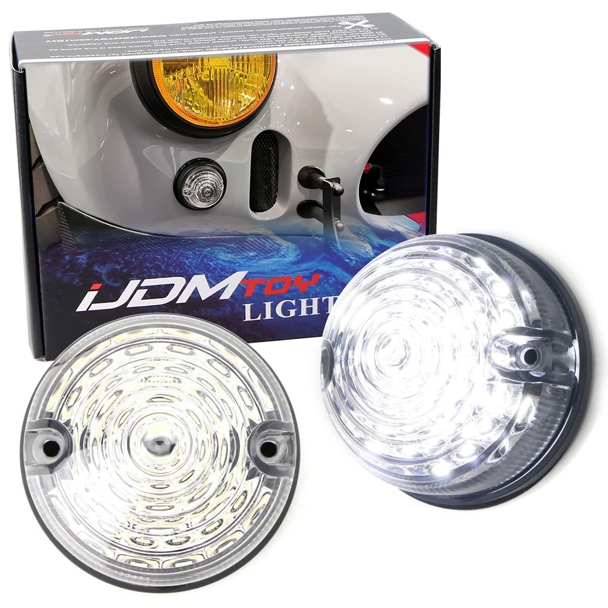 Flush Mount Clear Lens White LED Side Markers/Signal Lamps For Classic ...