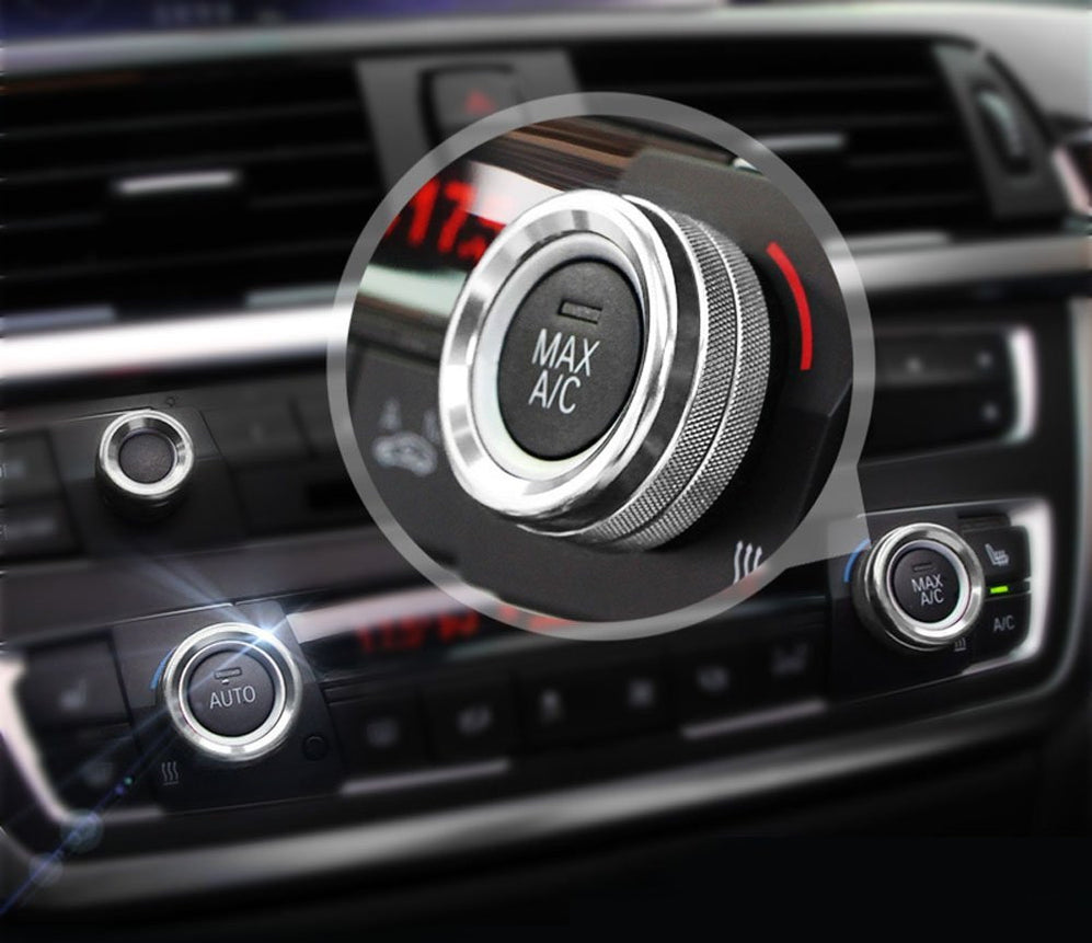 Silver AC Climate Control Radio Volume Knob Ring Covers For BMW 1 2 3 ...