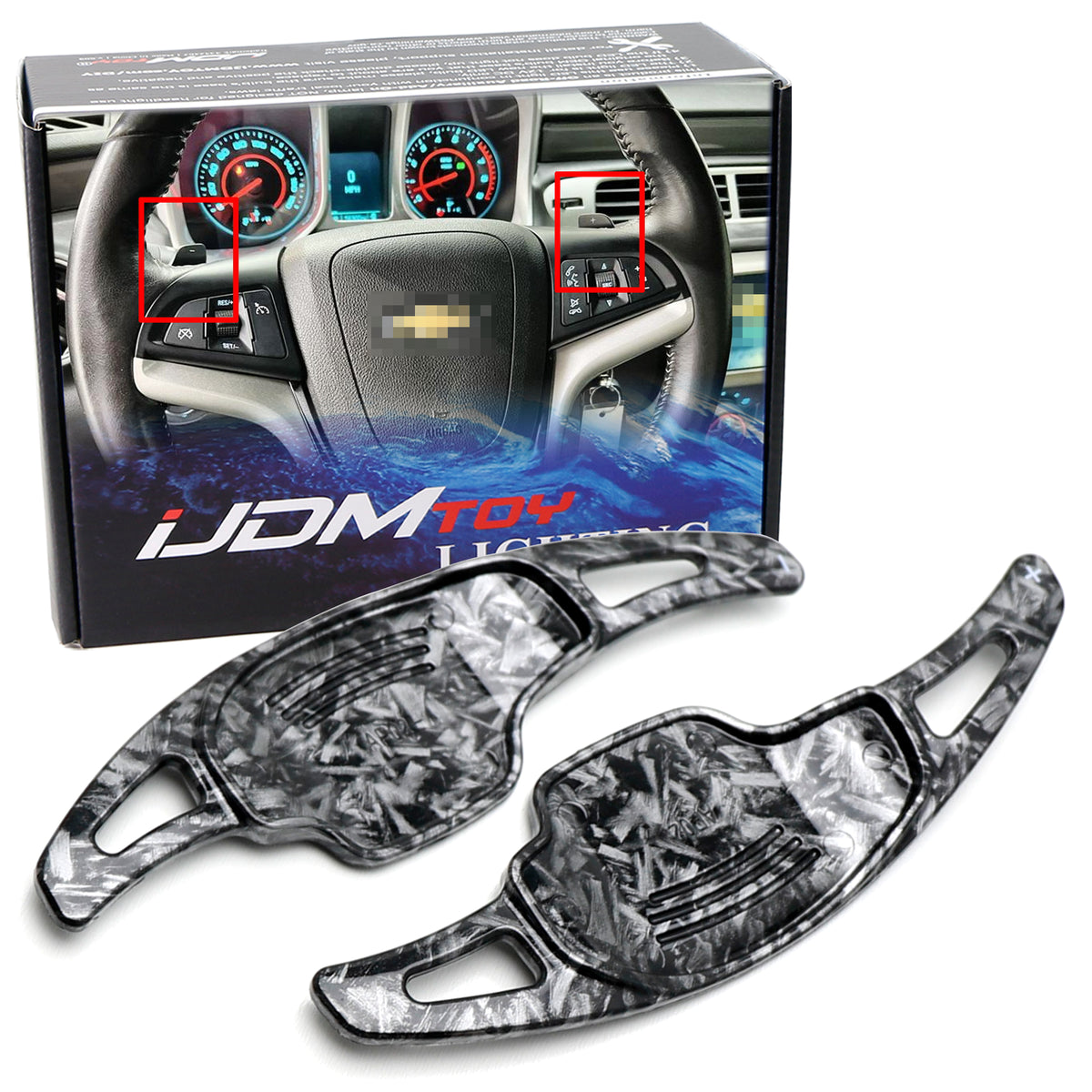 "Forged Carbon" Pattern Larger Steering Wheel Paddle Shift For Chevy G ...