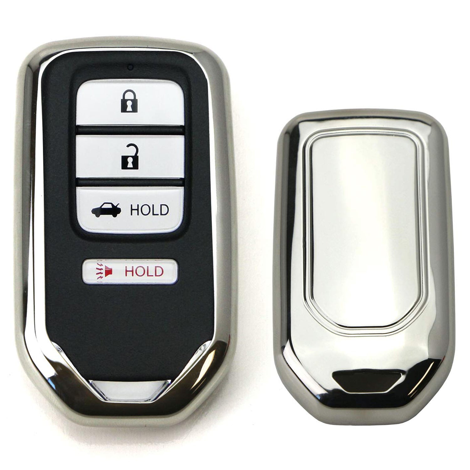Chrome Silver TPU Key Fob Case For Honda Accord Civic Pilot CRV HRV Od ...