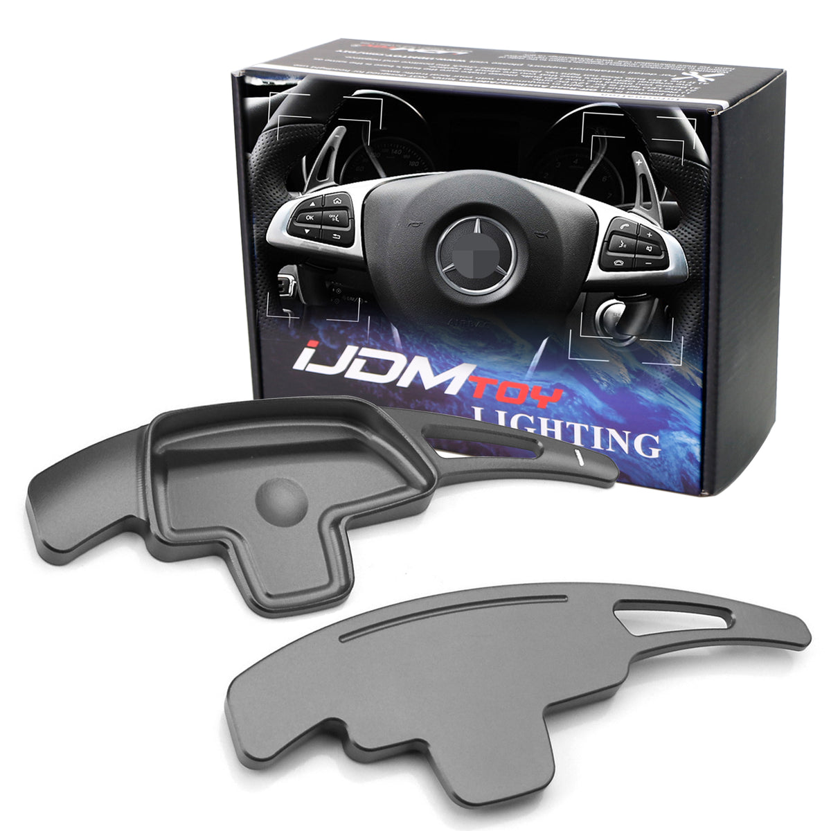 GunMetal Steering Wheel Paddle Shifter Extensions For Mercedes C E CLA ...