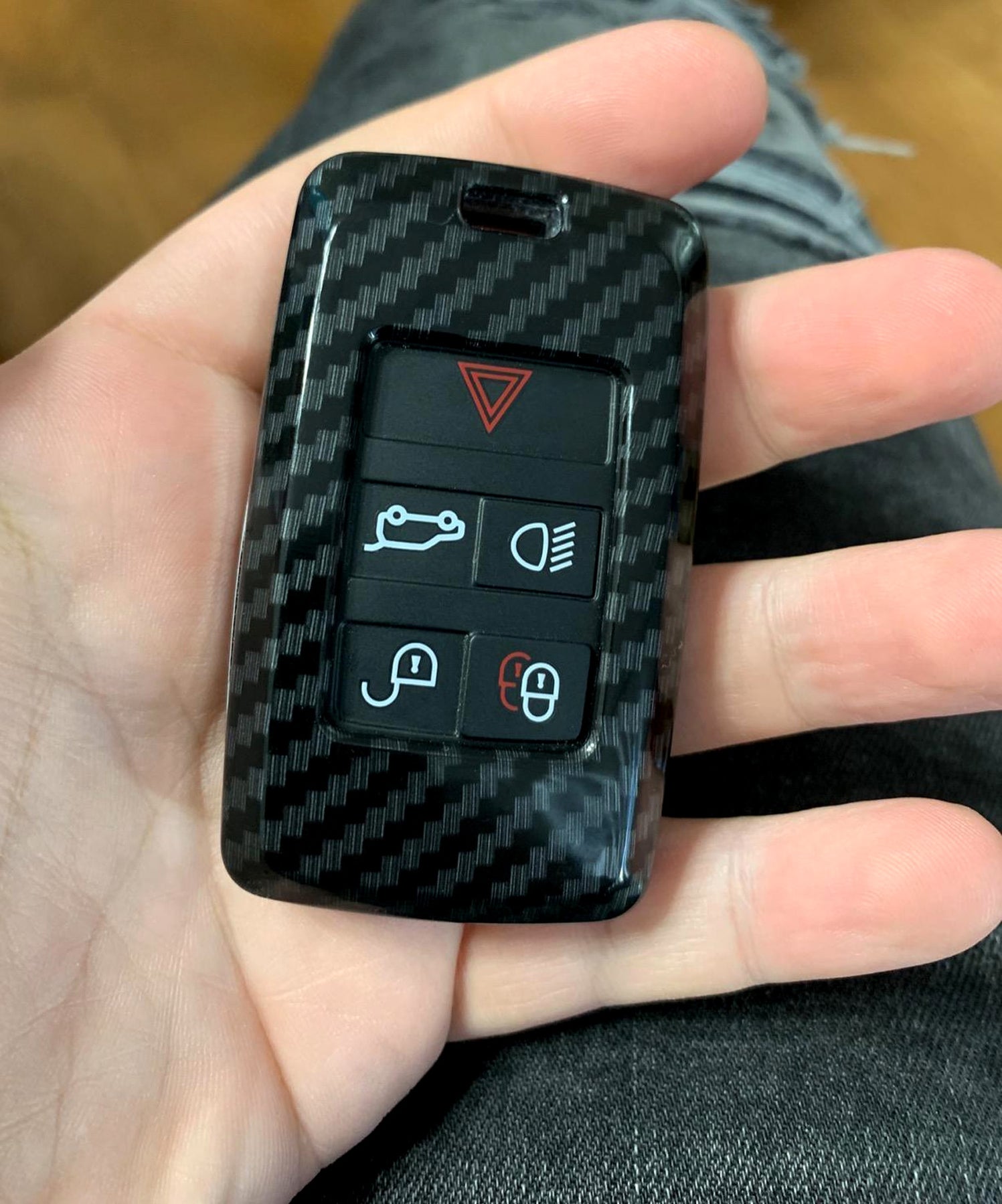 Carbon Fiber Black Key Fob Case For 18-up Range Rover/Sport Defender D ...