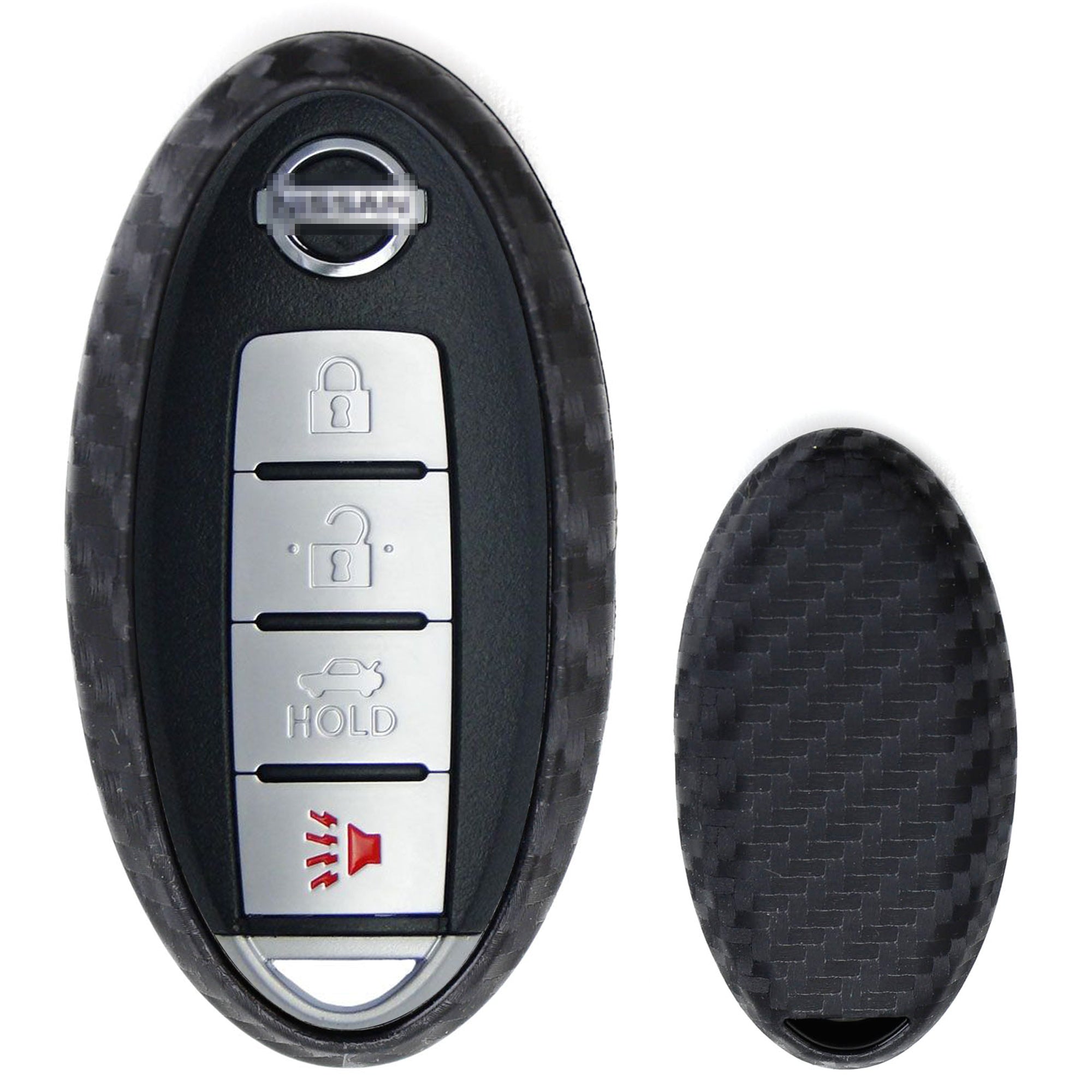 Carbon Fiber Silicone Key Fob Cover For Nissan, Infiniti Oval Shape Ke ...