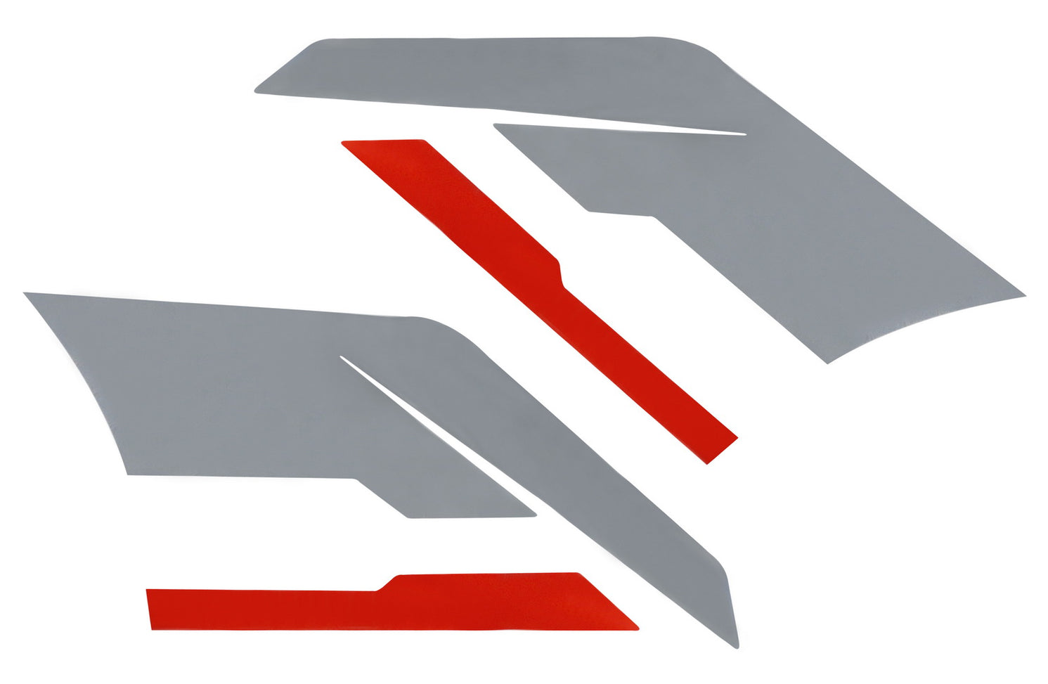 Silver w/Red Stripe Driver/Passenger Side Sideburn Fender Decals For G ...