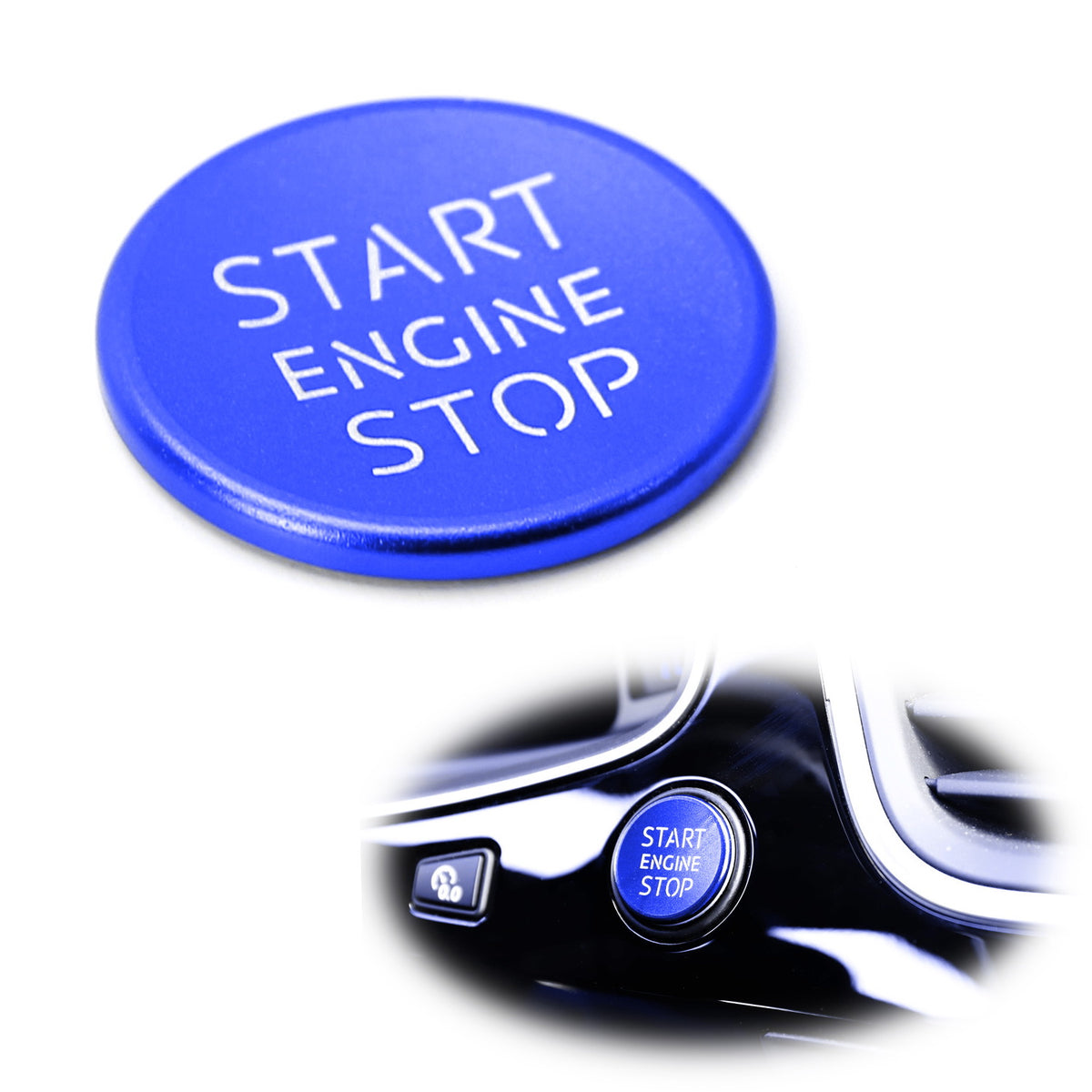 S-Line RS Style Blue Aluminum Keyless Engine Push Start Button Cover F ...