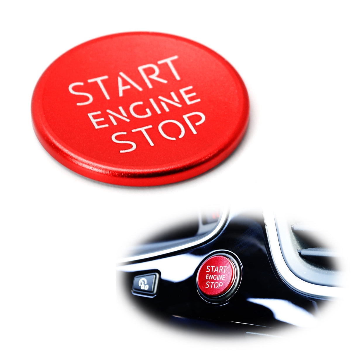 S-Line RS Style Red Aluminum Keyless Engine Push Start Button Cover Fo ...