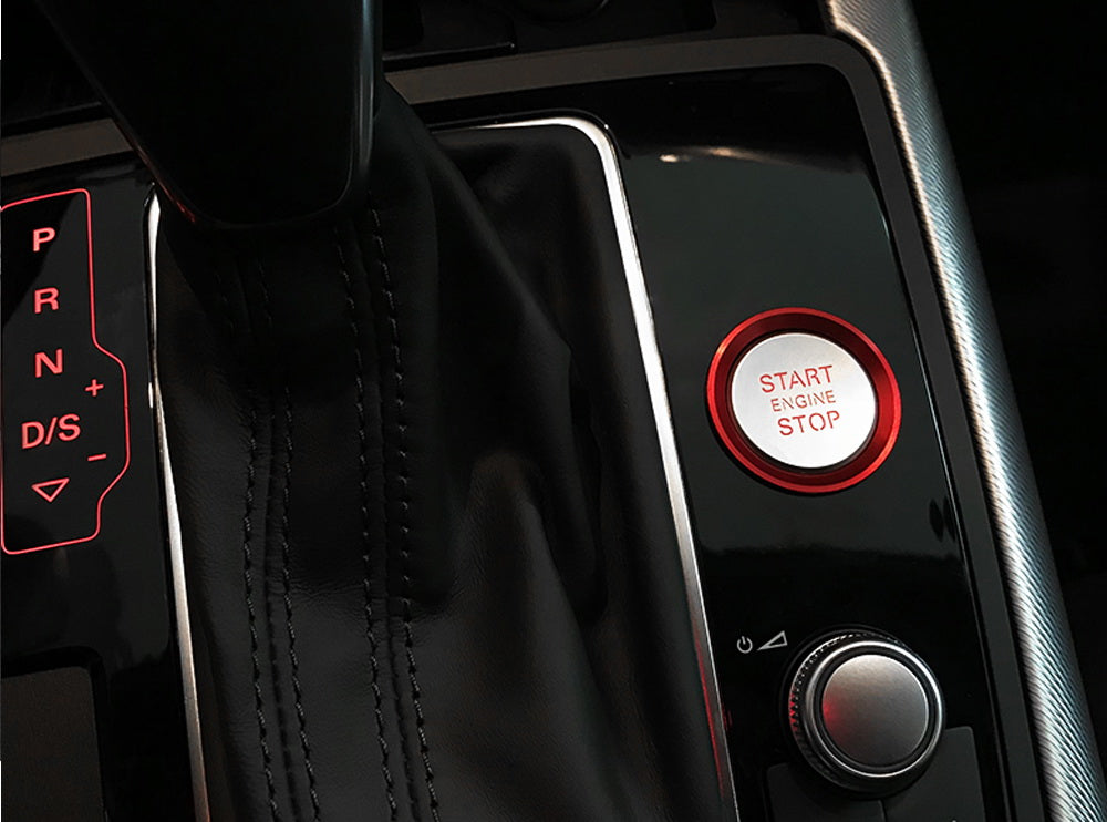 Red Aluminum Keyless Engine Push Start Button Decoration Trim For Audi ...