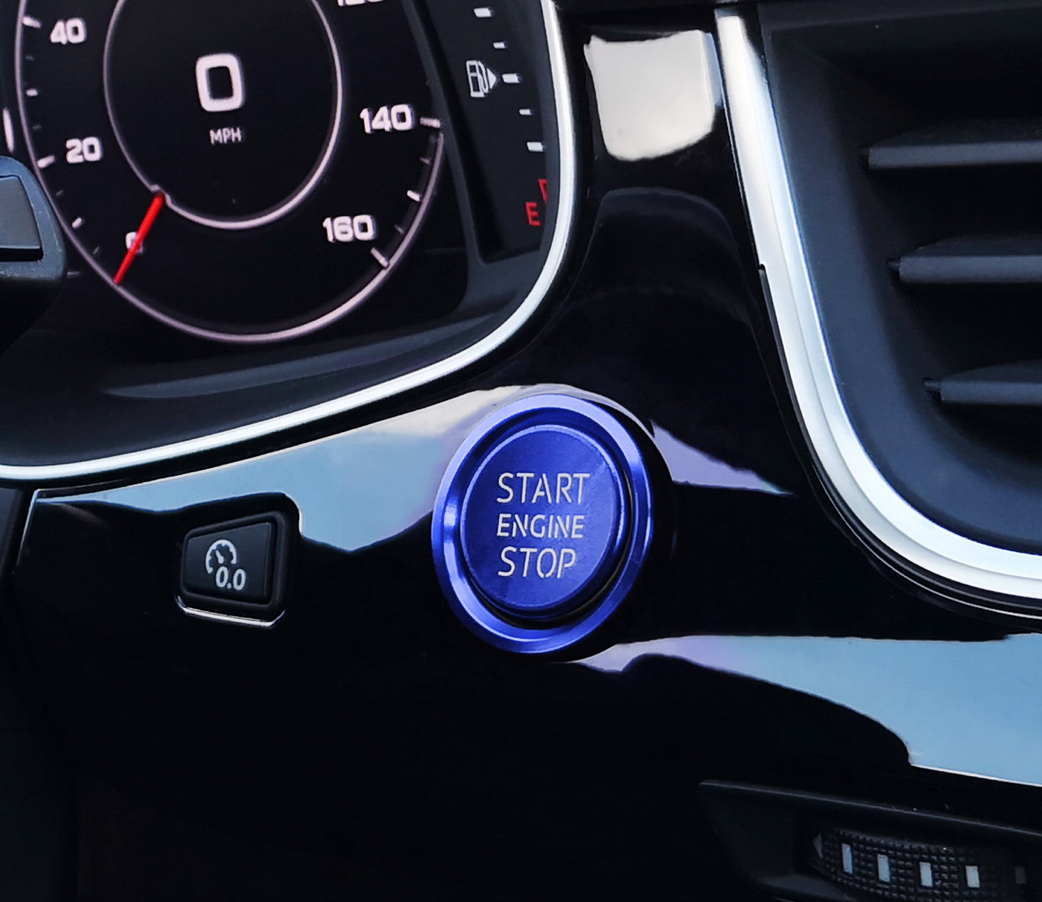 S-Line RS Style Blue Keyless Engine Push Start Button w/ Ring For Audi ...