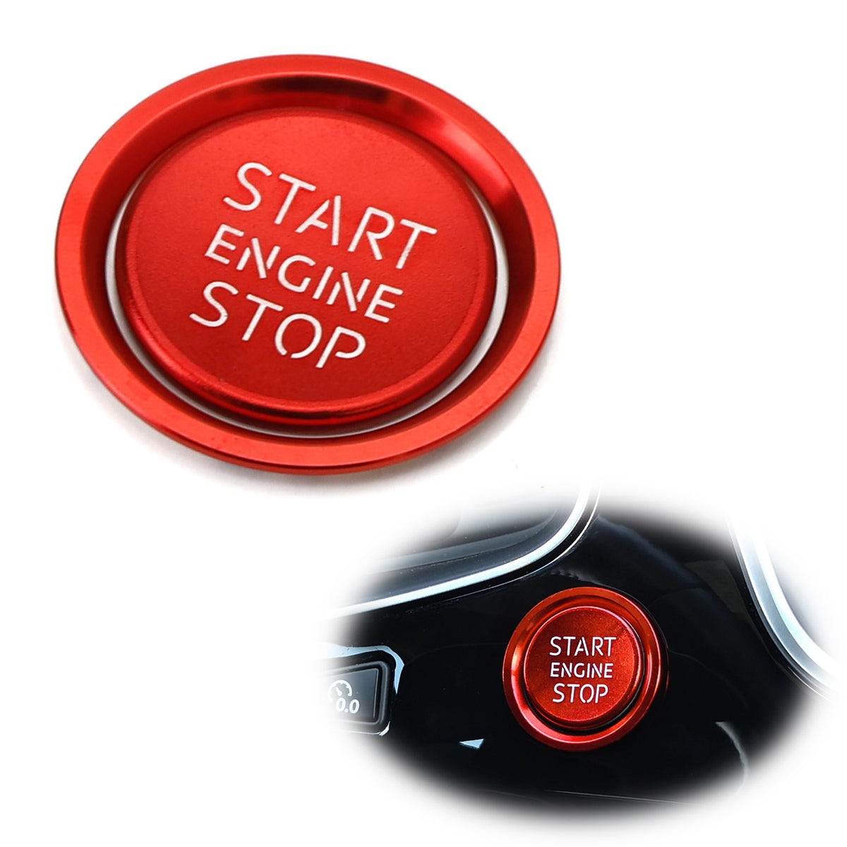 S-Line RS Style Red Keyless Engine Push Start Button w/ Ring For Audi ...
