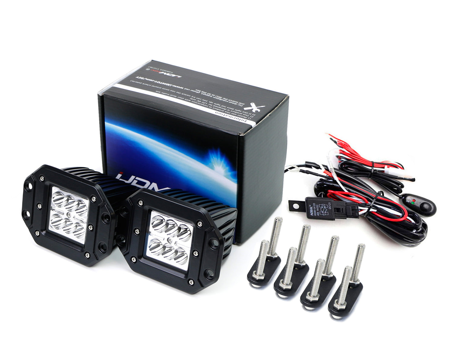 Amber 48W CREE LED Flush Mount Pod Lights w/ Behind Grille Brackets, W ...