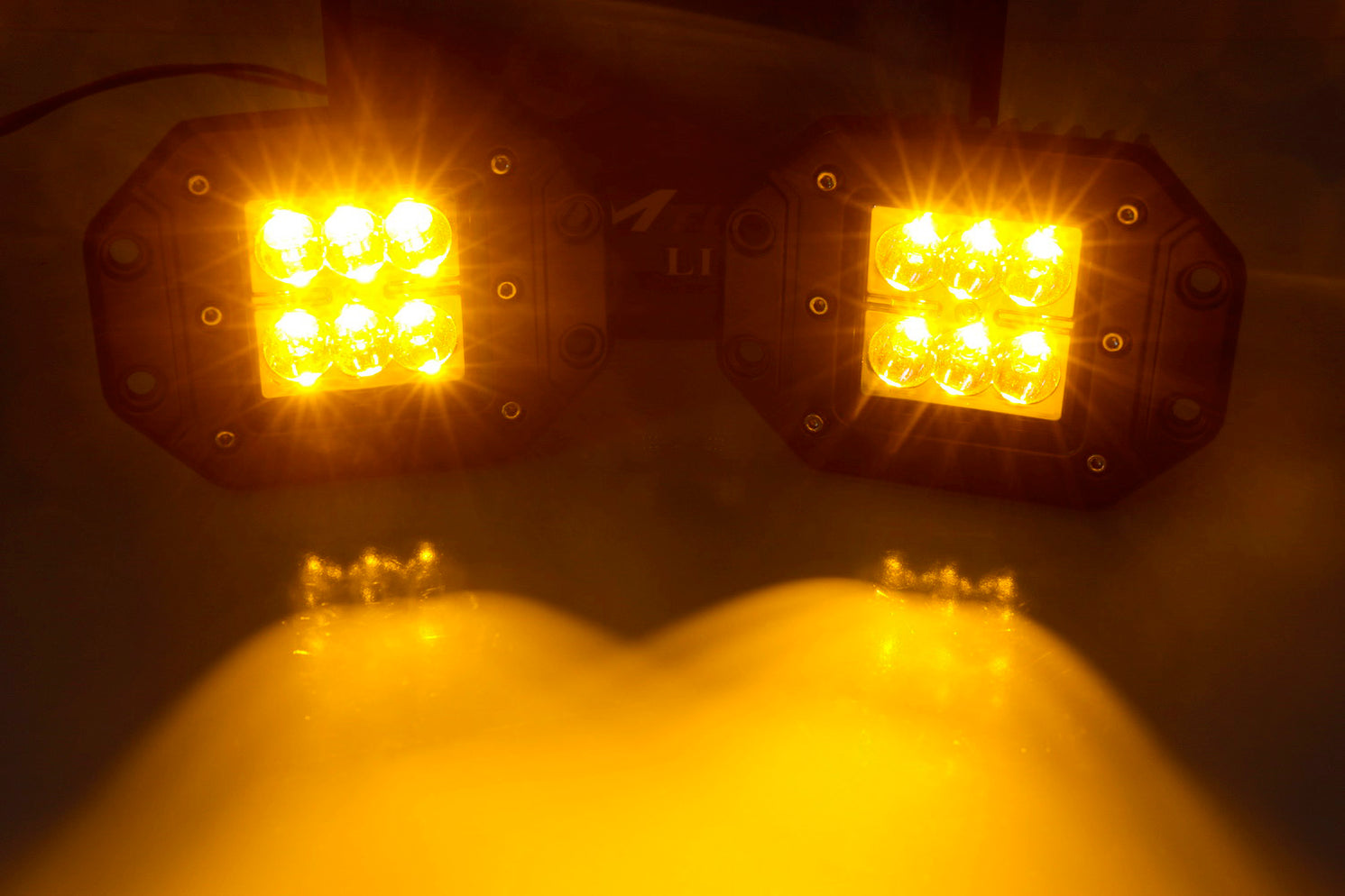 Amber 48W CREE LED Flush Mount Pod Lights w/ Behind Grille Brackets, W ...