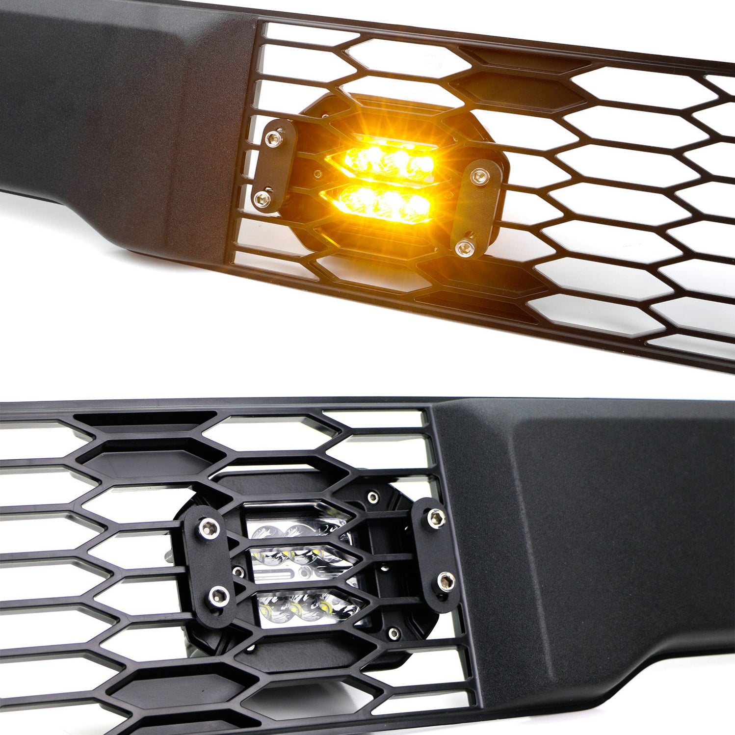 Amber 48W CREE LED Flush Mount Pod Lights w/ Behind Grille Brackets, W ...