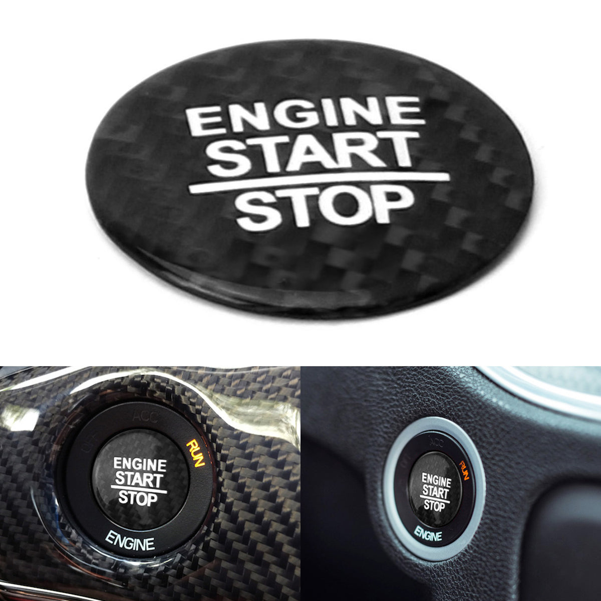 Black Carbon Keyless Engine Push Start Button Cover For Dodge Charger ...