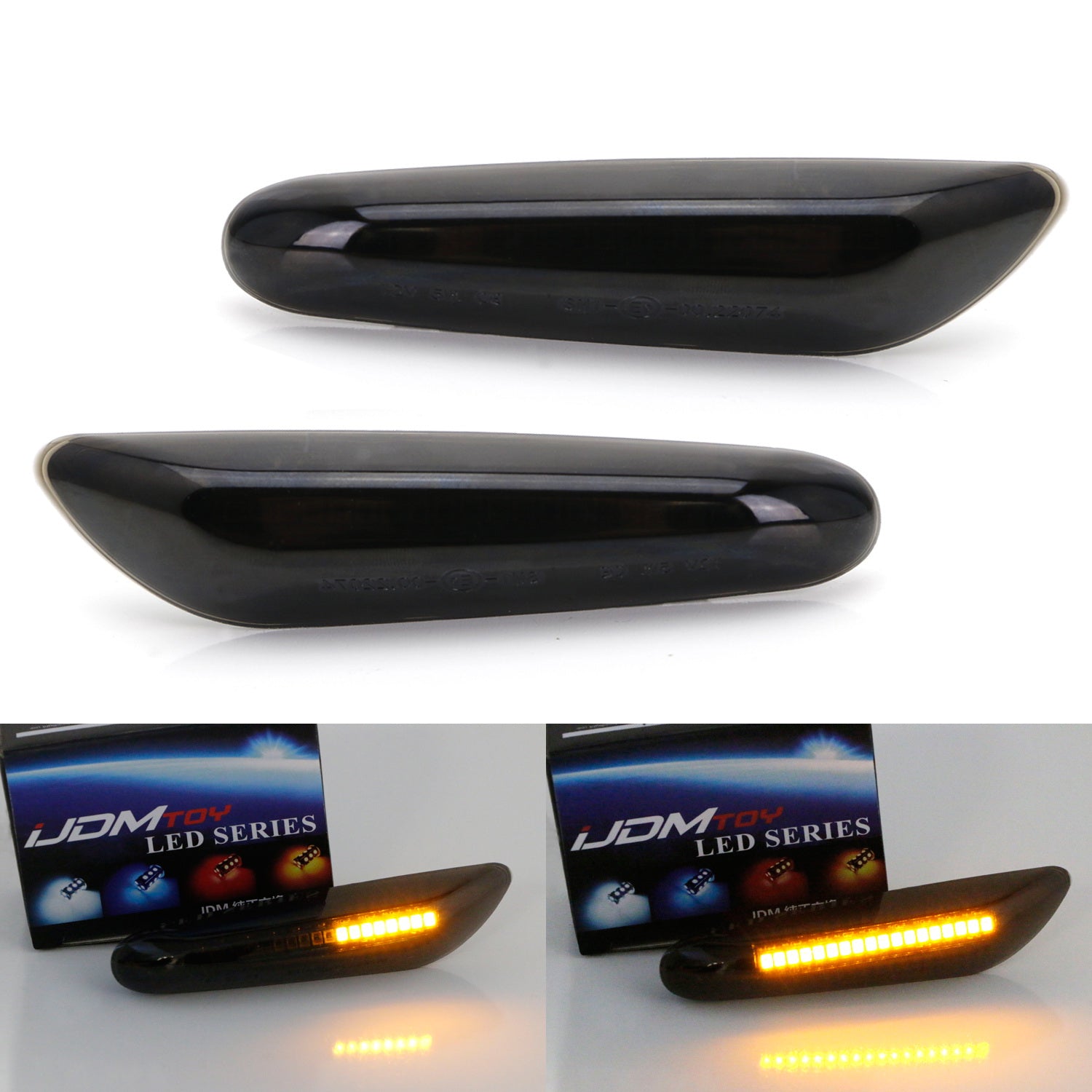 Smoked Lens Amber Sequential LED Side Marker Blinker Lights For BMW 1 ...