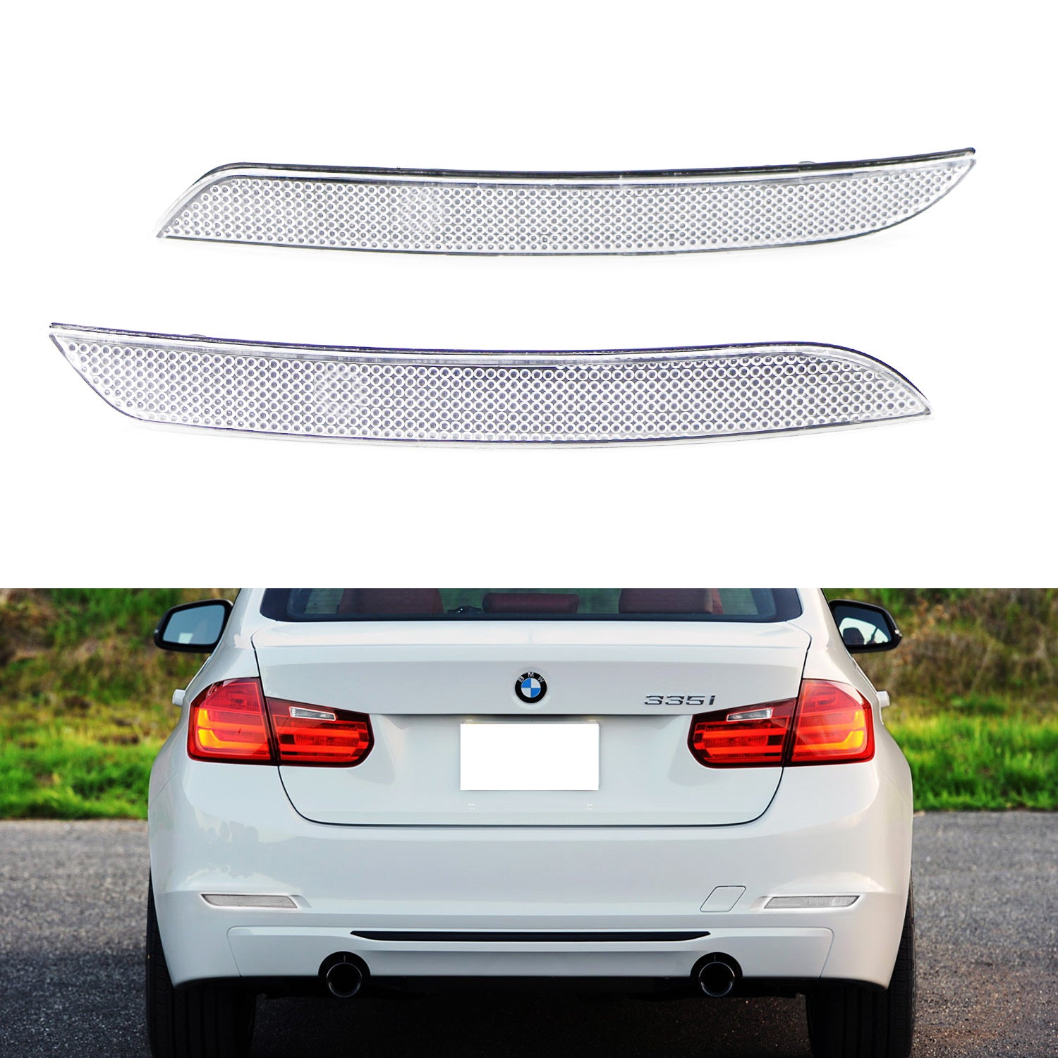 OE-Spec Clear Rear Bumper Reflector Lens Assy For BMW F30 F31 F32 F33 ...
