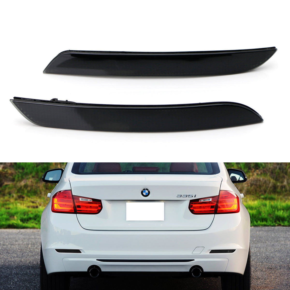 OE-Spec Smoke Rear Bumper Reflector Lens Assy For BMW F30 F31 F32 F33 ...