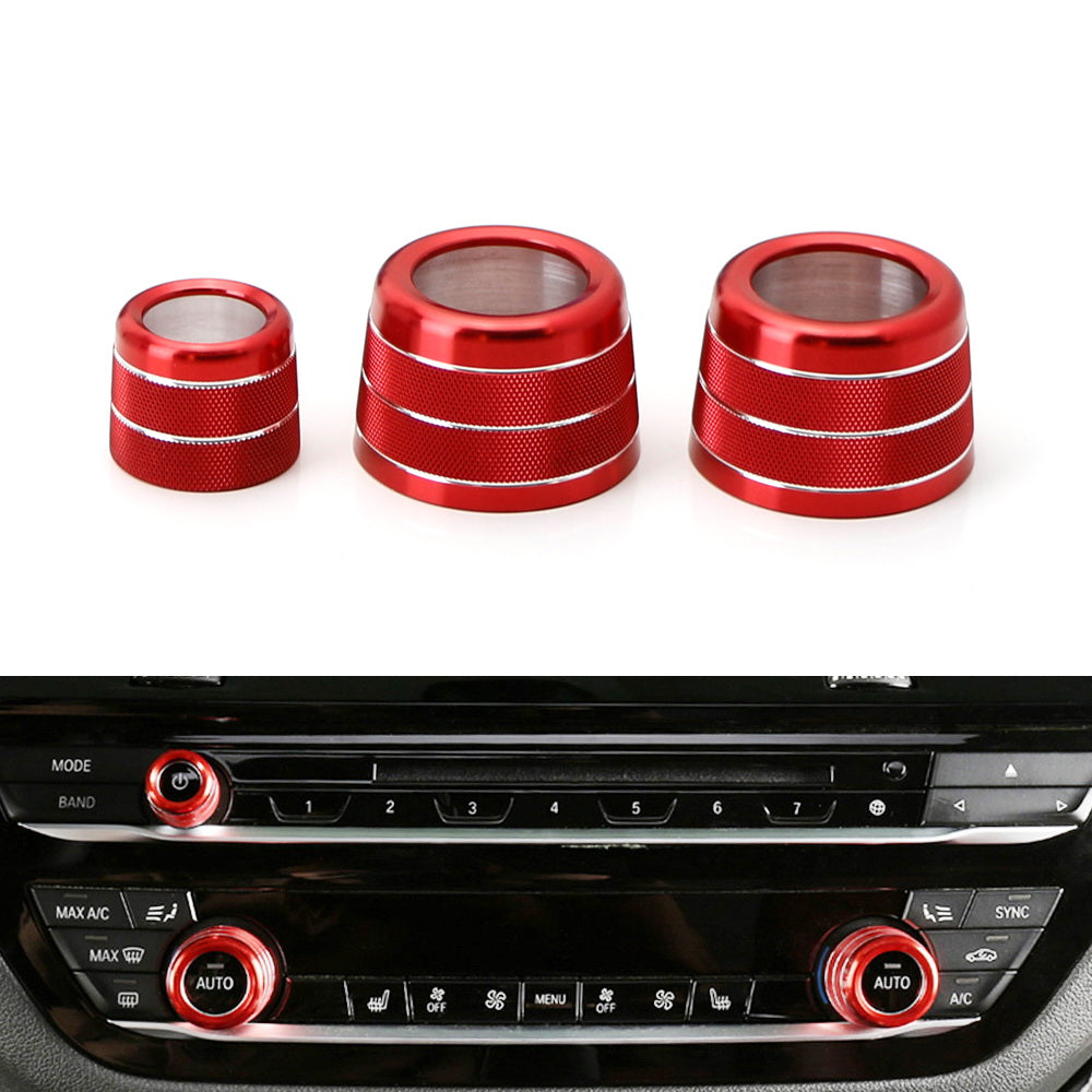 Red Aluminum AC Climate Control Radio Volume Knob Ring Covers For 17-u ...