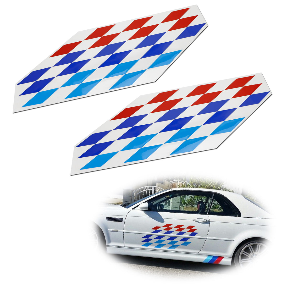 (2) 22x9" Iconic M Sport Flag Tri-Color Decal Stickers For BMW Side Do ...