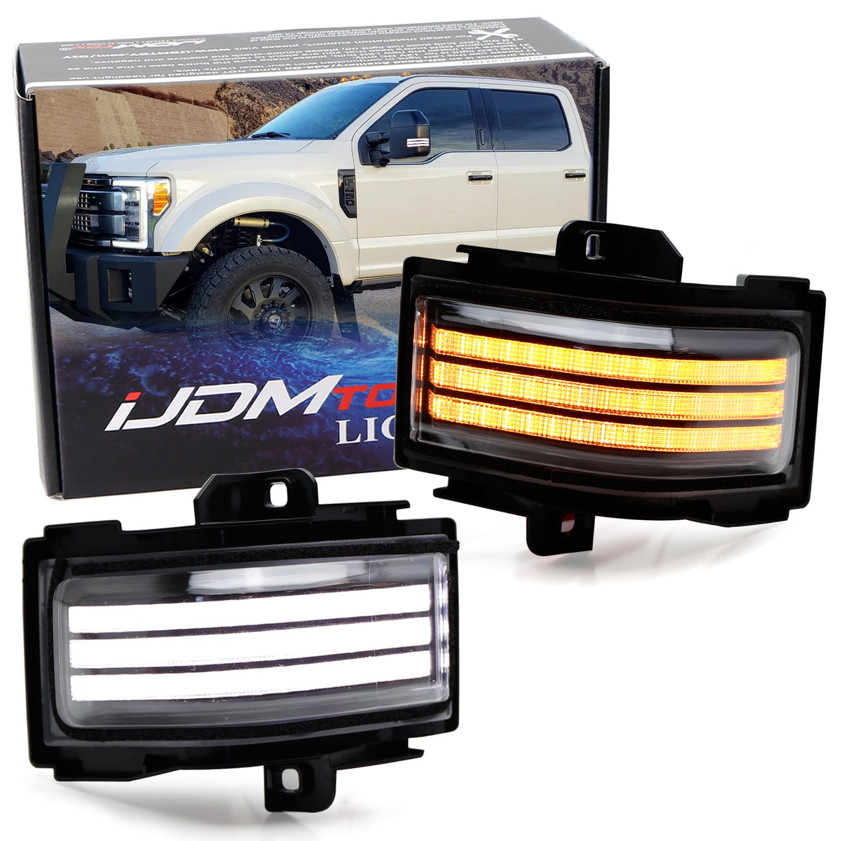 Clear Lens Sequential Blink Full LED Towing Side Mirror Signals For 20 ...