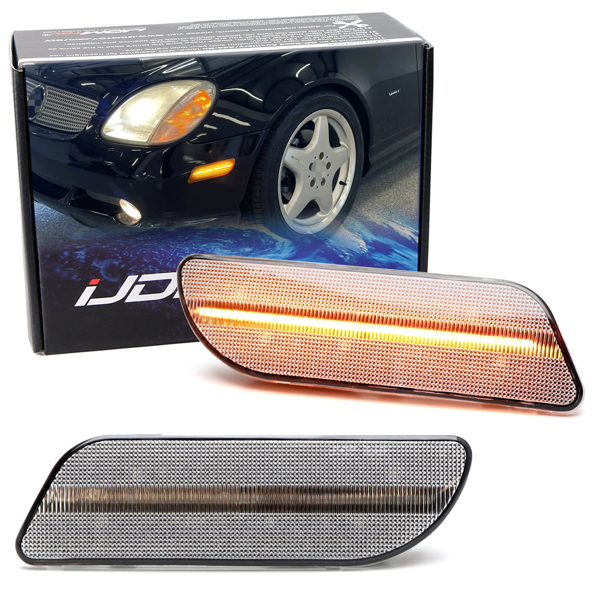 Clear Lens Amber Full LED Front Side Markers For MBenz R170 SLK, W208 ...