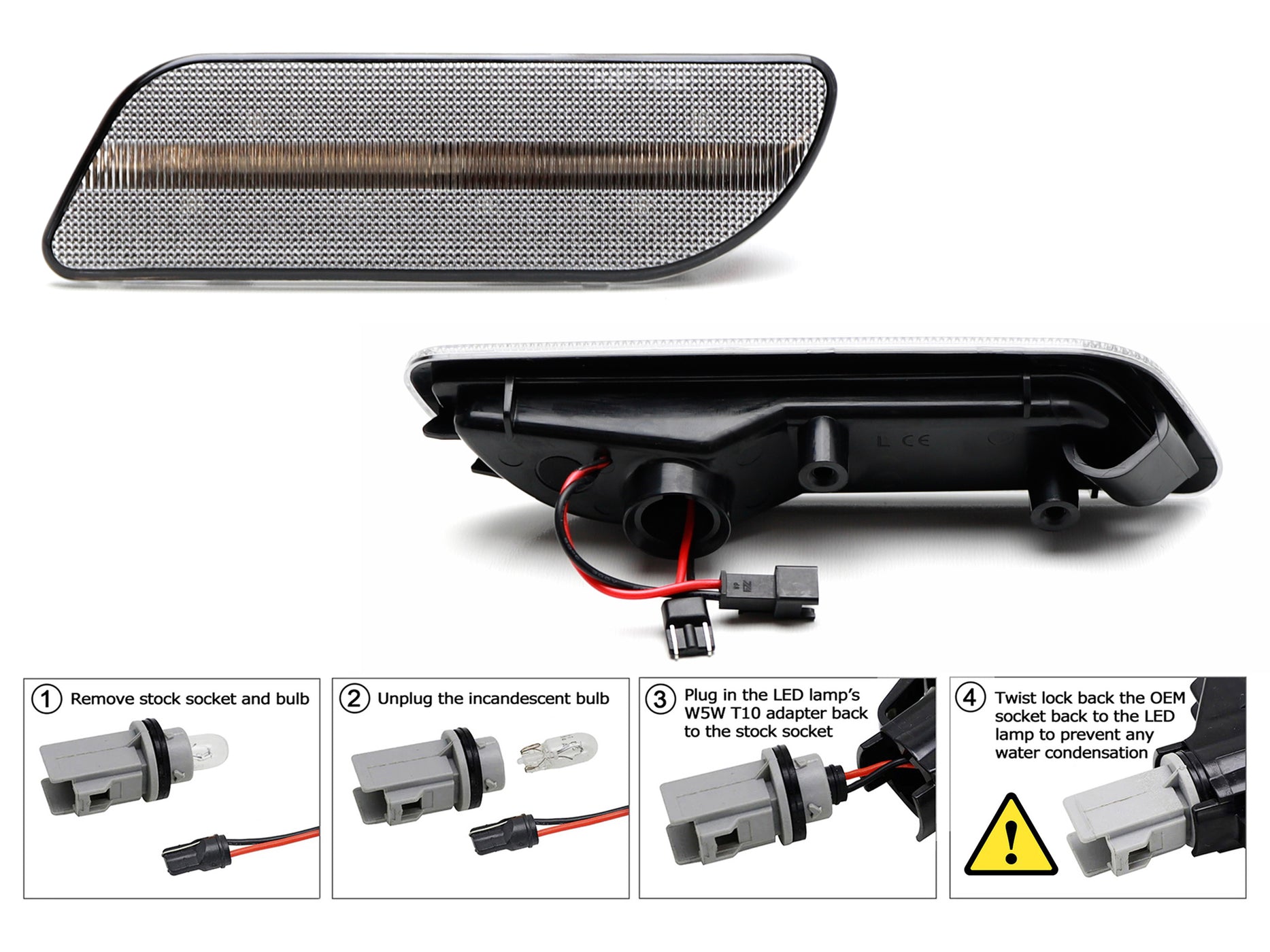 Clear Lens Amber Full LED Front Side Markers For MBenz R170 SLK, W208 ...