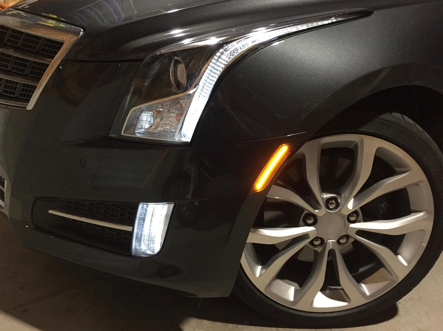 Smoke Lens Amber Full LED Strip Front Bumper Side Markers For Cadillac ...