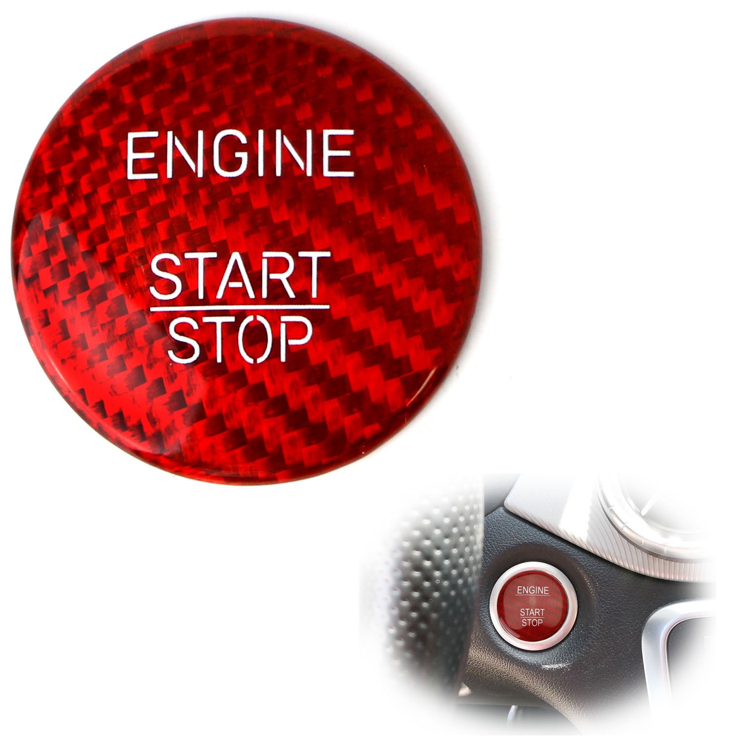 Red Real Carbon Fiber Cover For Mercedes Keyless Engine Start/Stop Pus ...