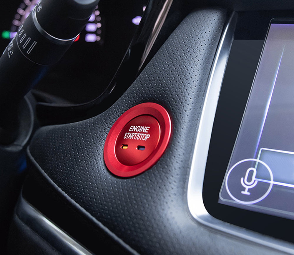 Red Keyless Engine Push Start Button & Surrounding Ring For Cadillac C ...