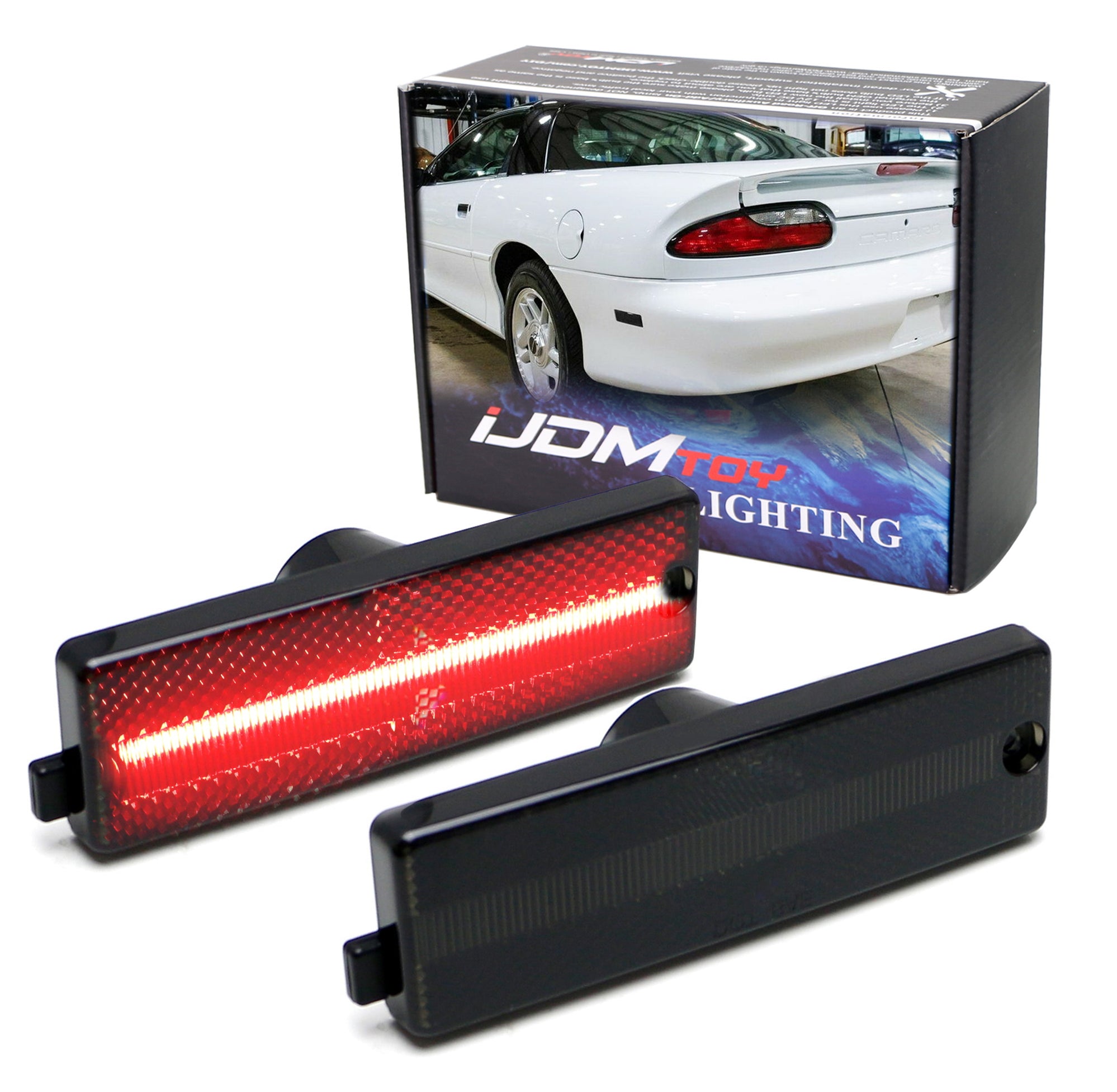 Smoked Lens Red Full LED Strip Rear Side Marker Lights For 1993-02 Che ...