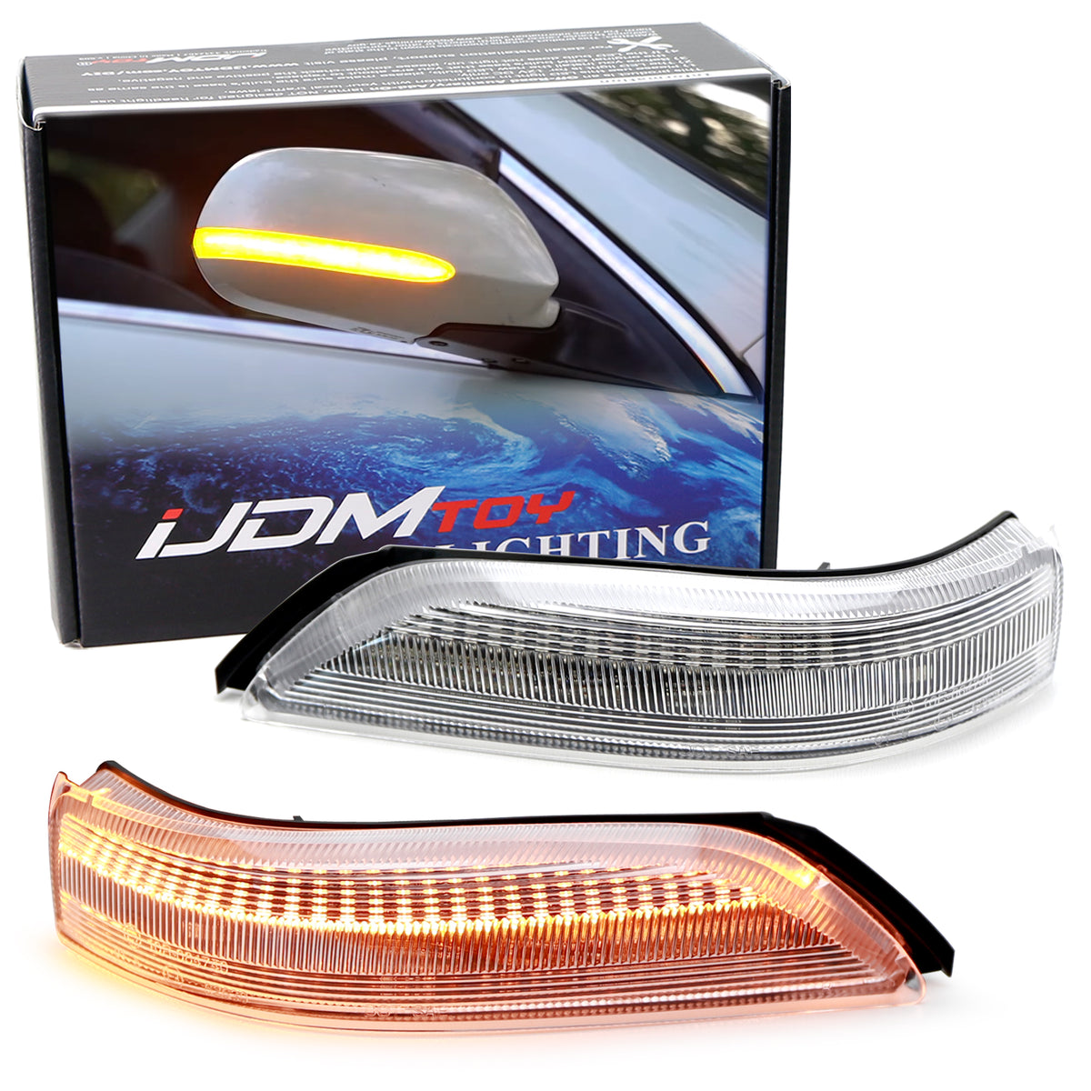 Clear Lens Full LED Strip Sequential Blink Side Mirror Lamps For 05-13 ...