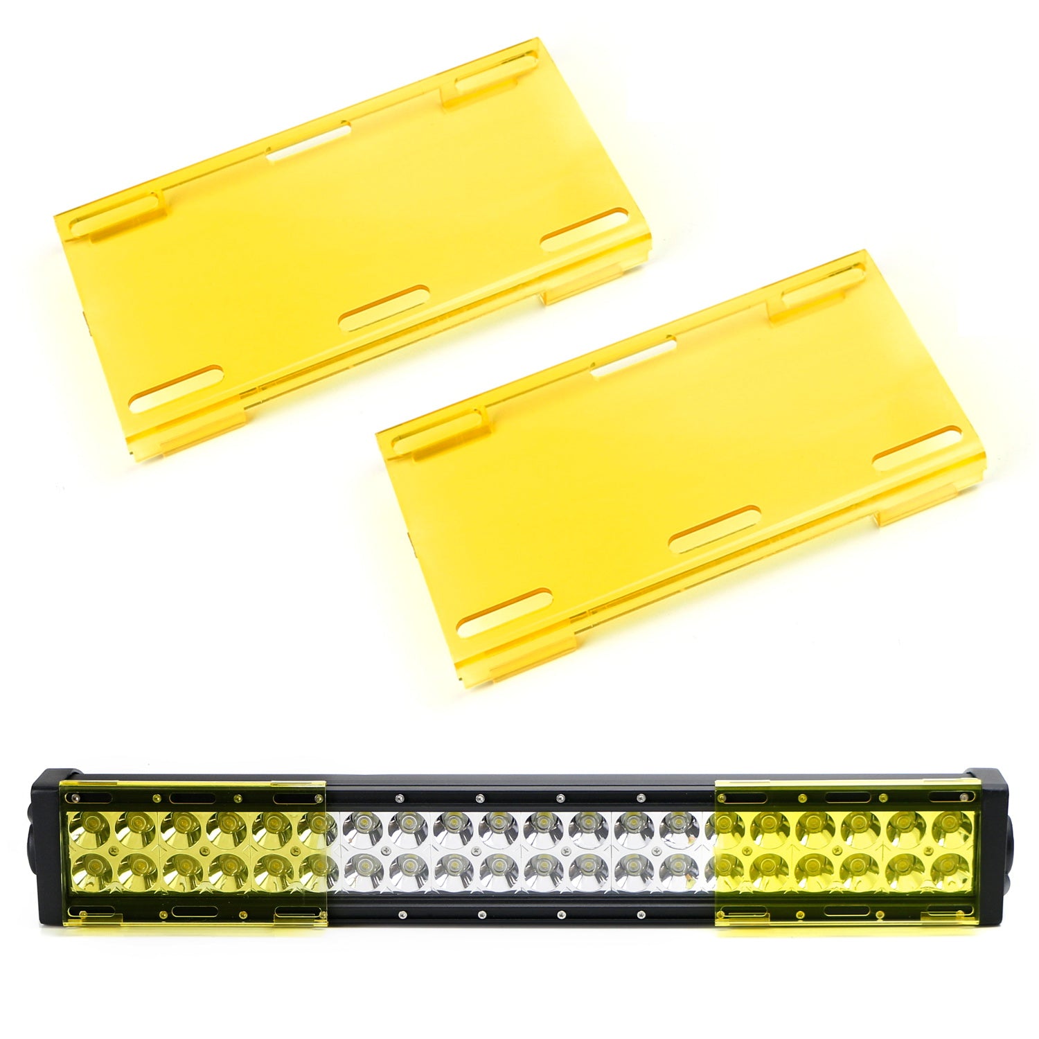 2pc 6" Bright Yellow Colored Double-Row LED Light Bar Lens Protective ...