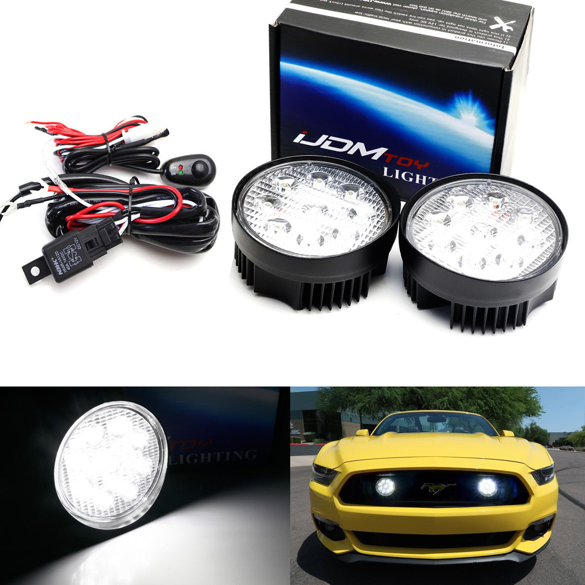 54W High Power Rally Style 4.7" LED Fog Driving Lights For 15-17 Ford ...