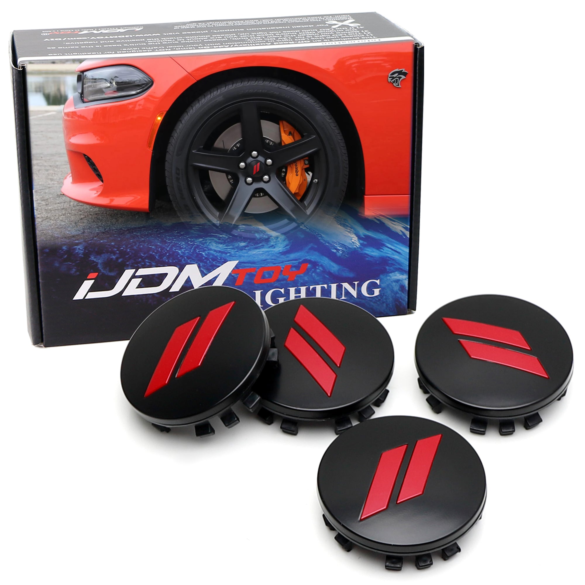 4pc Set 63mm Red // Slash Wheel Center Caps For Dodge Charger Challeng ...