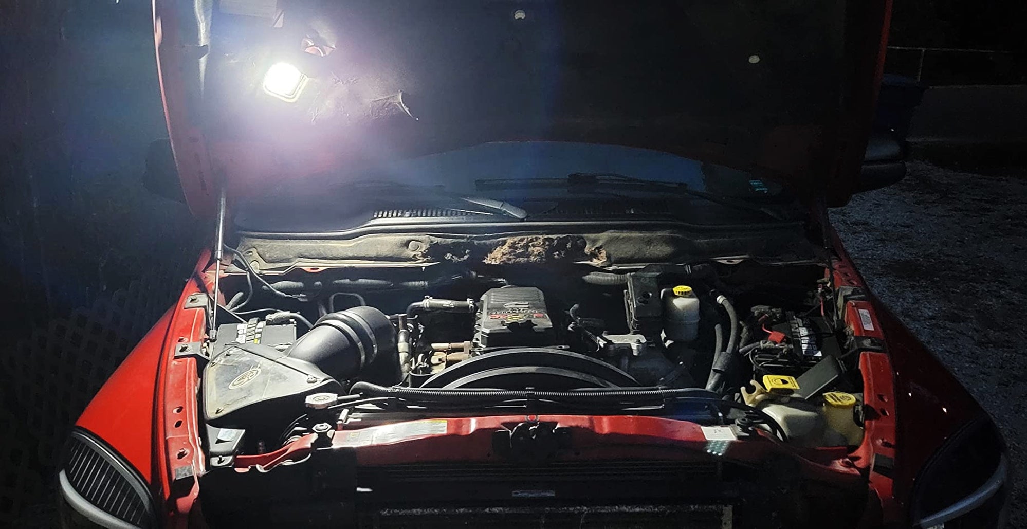 White Full LED Under Hood Light w/5ft Power Cord For Dodge RAM Charger ...