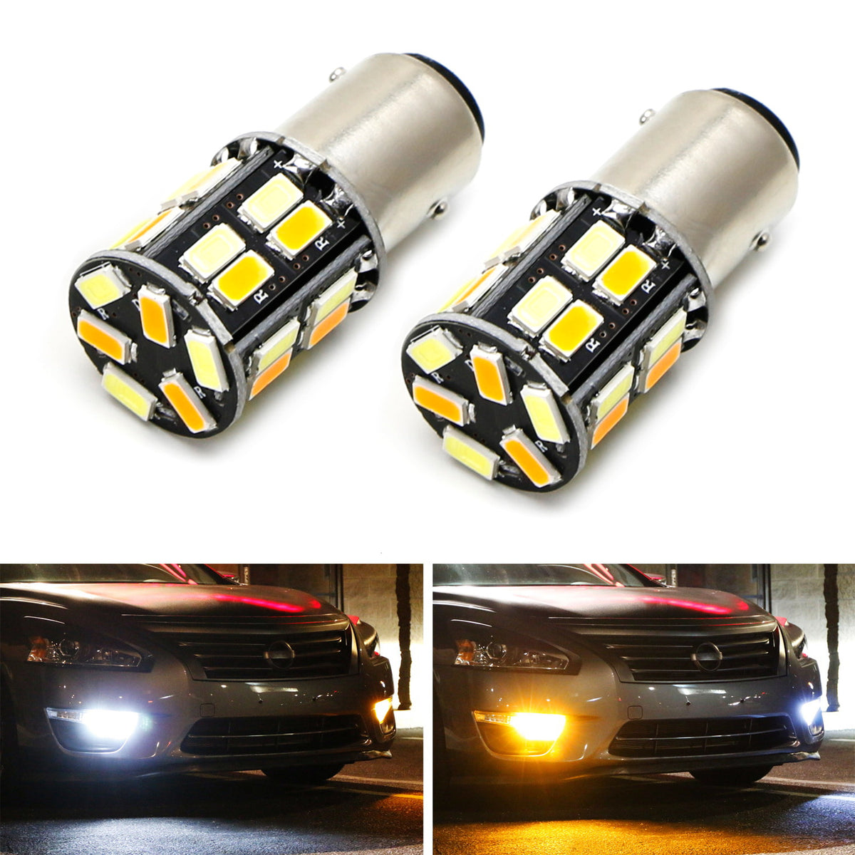 White/Amber Dual Color Switchback 1157 2357 S25 LED Bulbs For Front Tu ...