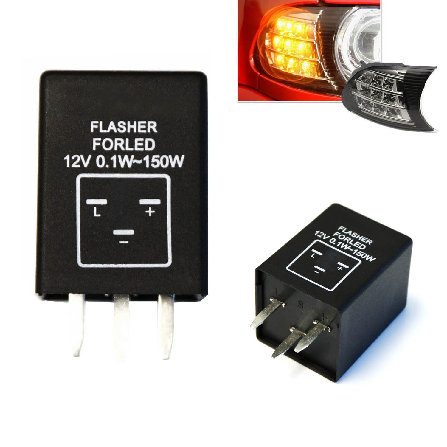 3-Pin EP28 Electronic LED Flasher Relay Fix Turn Signal Bulbs Hyper Fl ...