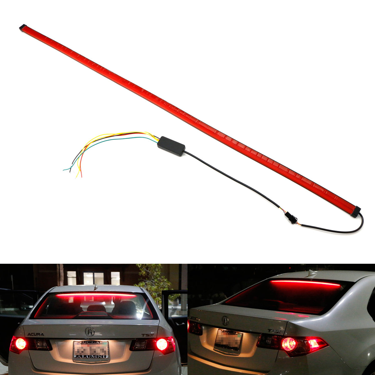 36" Flexible Rear Windshield 3rd Brake LED Light Strip w/Sequential Tu ...