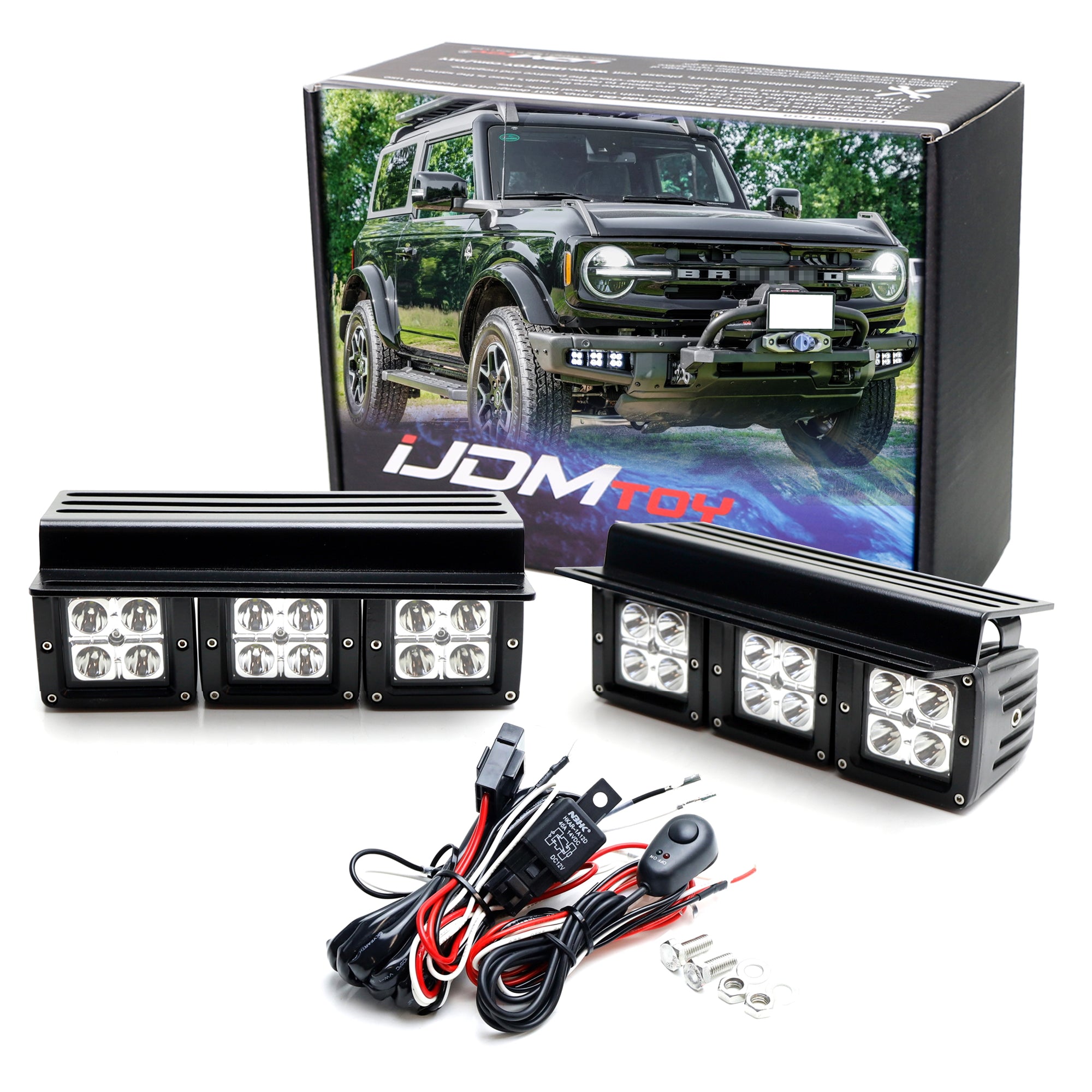 Modular Bumper Mount Triple LED Pod Light Kit w/Bracket, Wiring For Fo ...