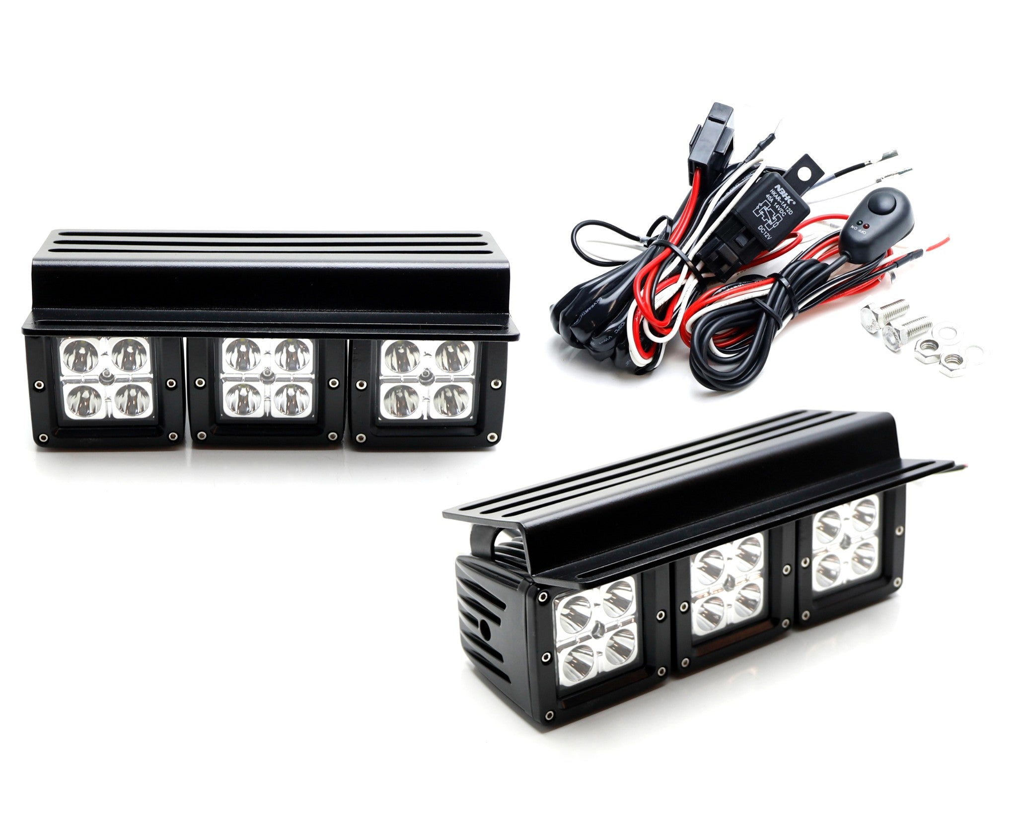 Modular Bumper Mount Triple LED Pod Light Kit w/Bracket, Wiring For Fo ...