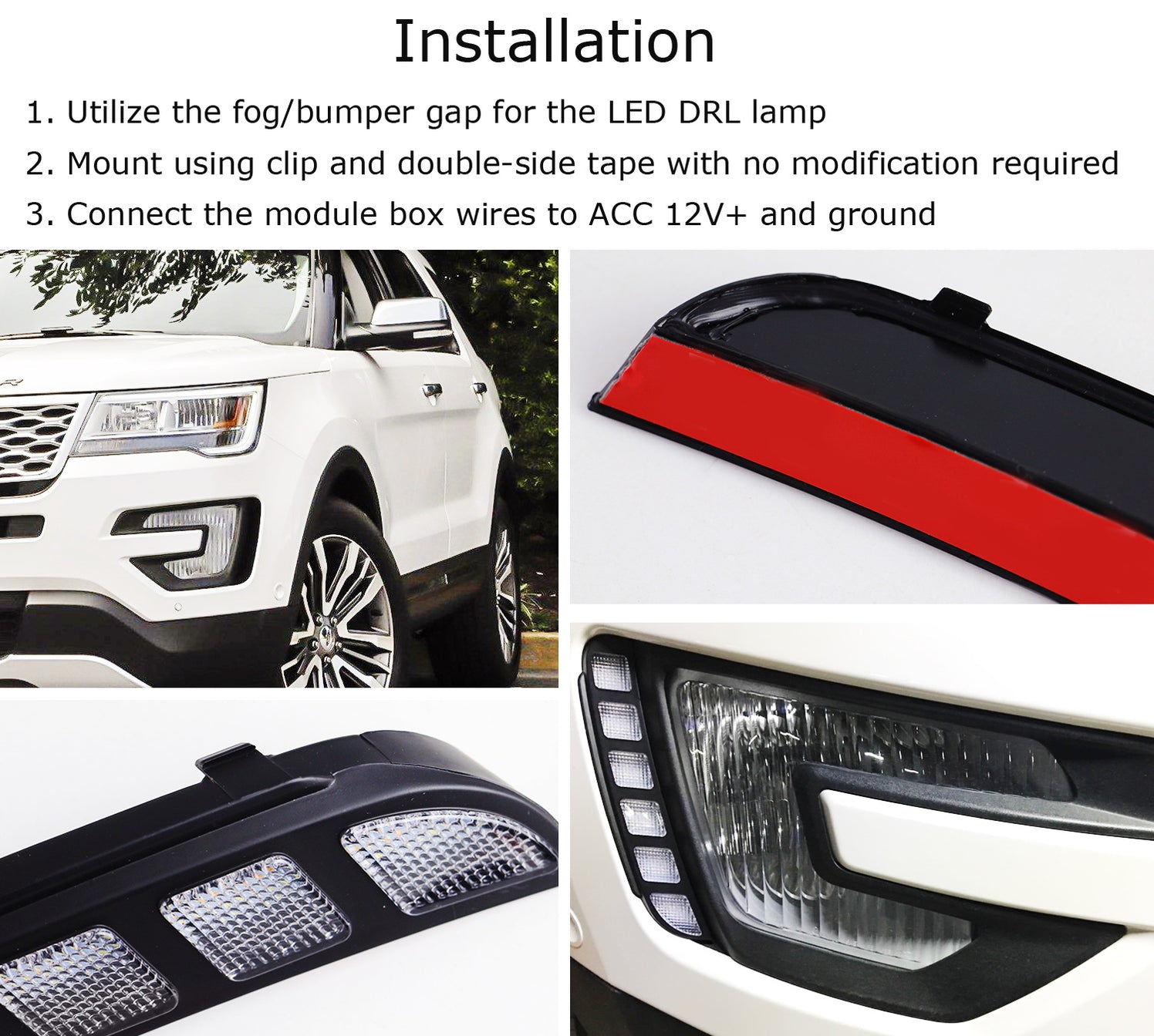 Direct Fit Vertical Mount LED Daytime Running Lights For 2016 2017 For ...