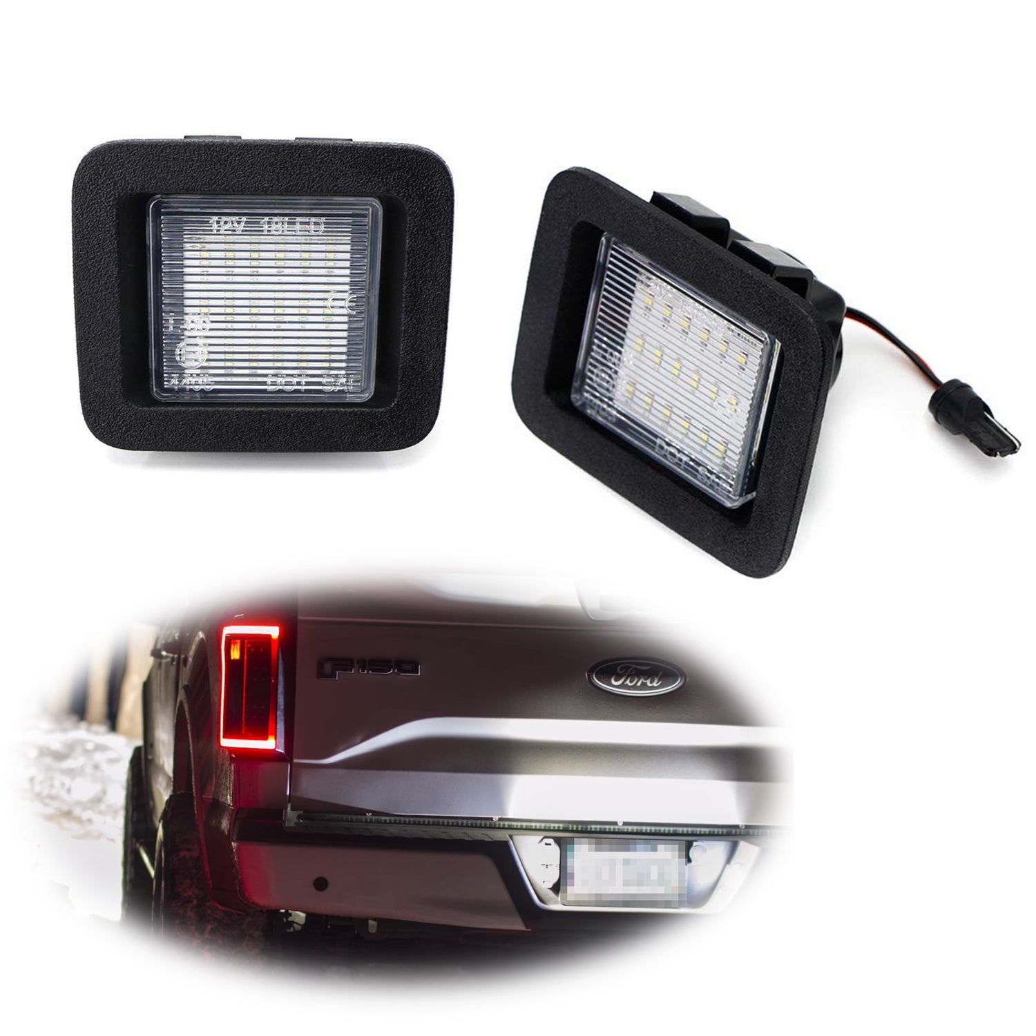 White Full LED License Plate Lamps For 2015-2020 Ford F150 & Ford 2017 ...