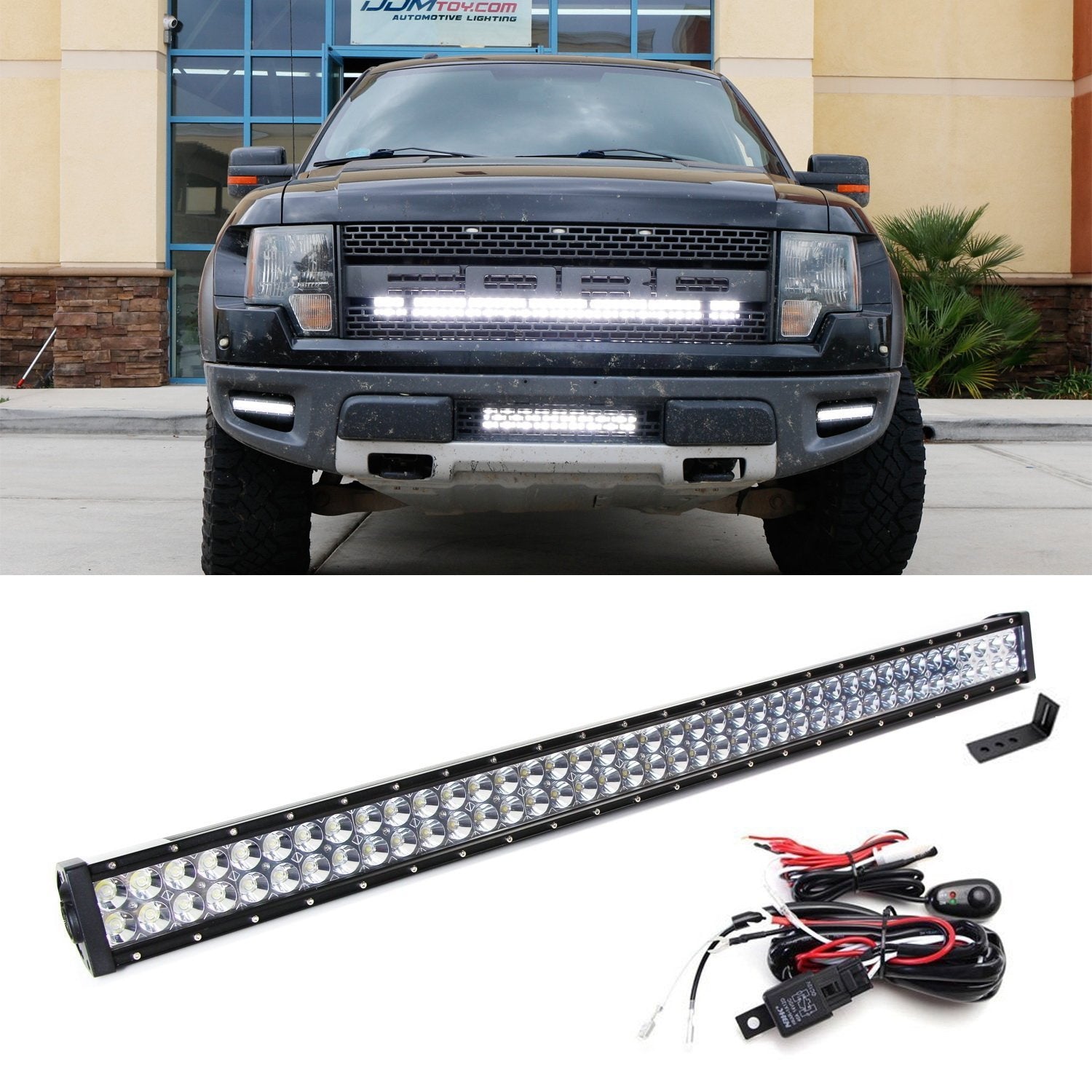 240W 40" LED Light Bar w/Behind Grille Mount Bracket For 09-14 Ford F1 ...