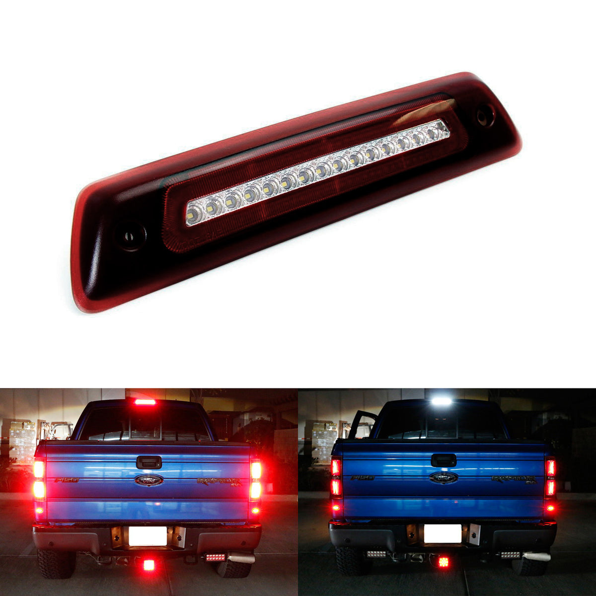 Red Lens LED High Mount Tail Light, Reverse, Rear Fog Lamp For Ford F1 ...