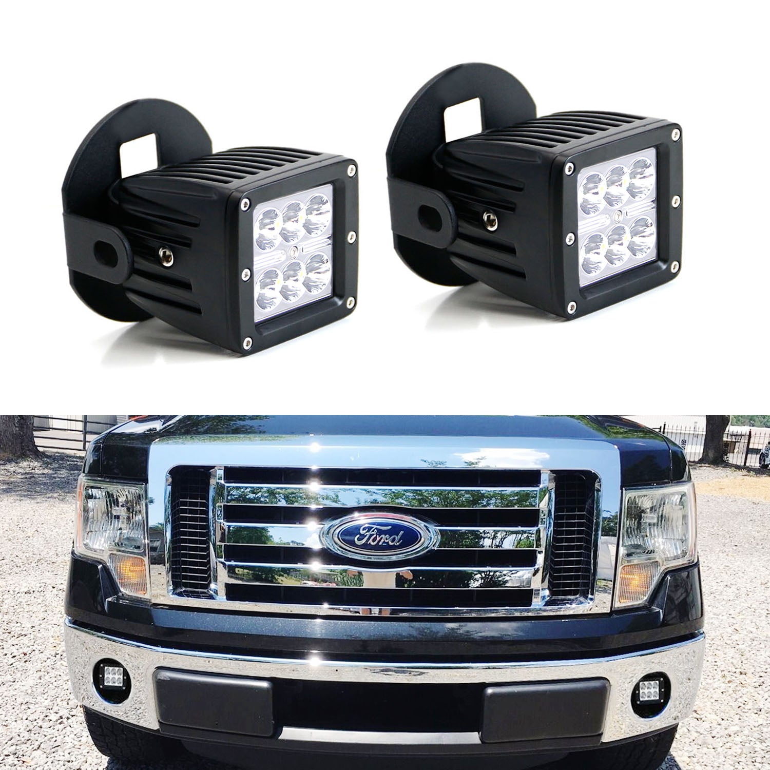White 24W LED Pod Light Kit w/ Fog Lamp Bracket/Wirings For 2006-2014 ...